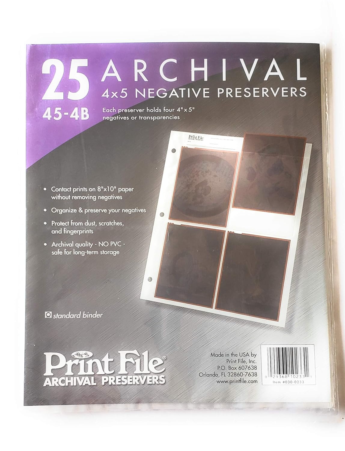 Archival Negative Pages Holds Four 4 x 5 Inches Negatives or ...