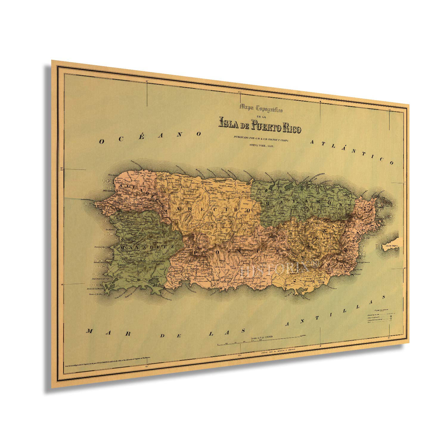 Buy Historix Vintage 1886 Puerto Rico Wall Art - 24x36 Inch a ...