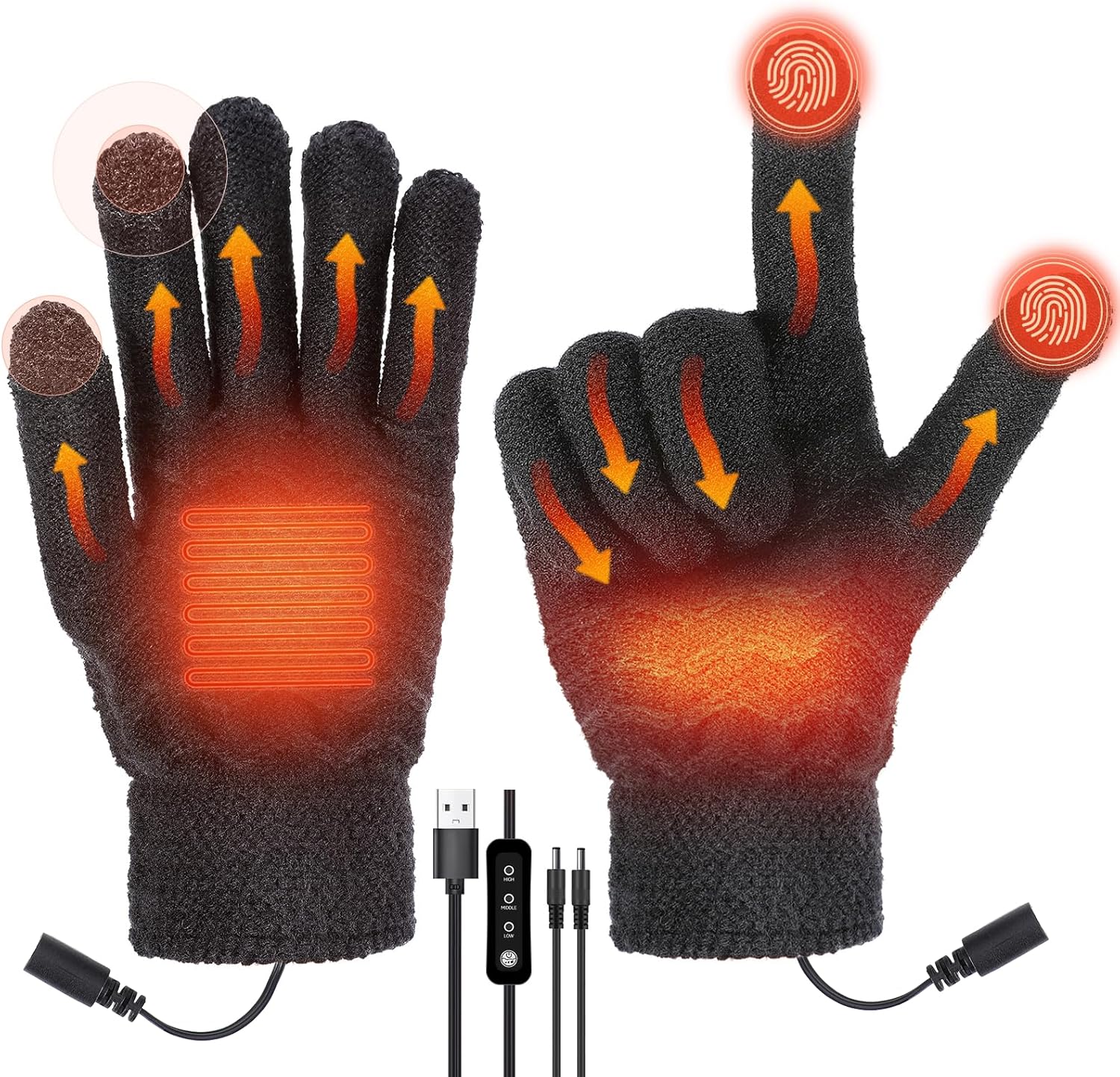 USB Heated Gloves Winter Warm Heated Gloves,Winter Touchscreen Gloves ...