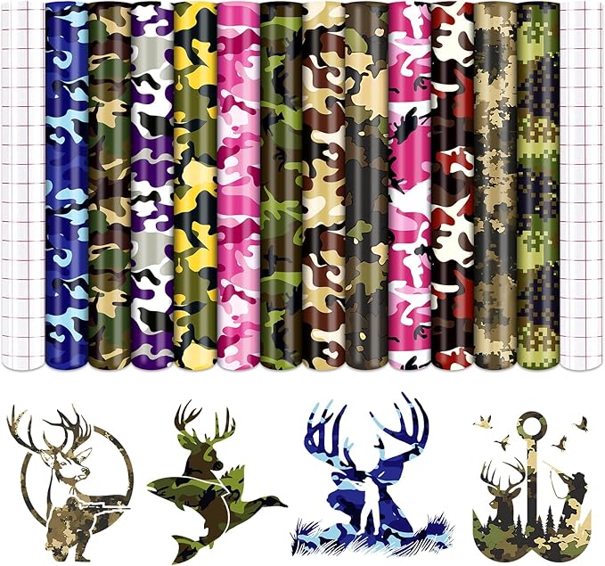 Amazon.com: Tintnut Camo Permanent Vinyl - 12 Sheets, 12" x10 ...