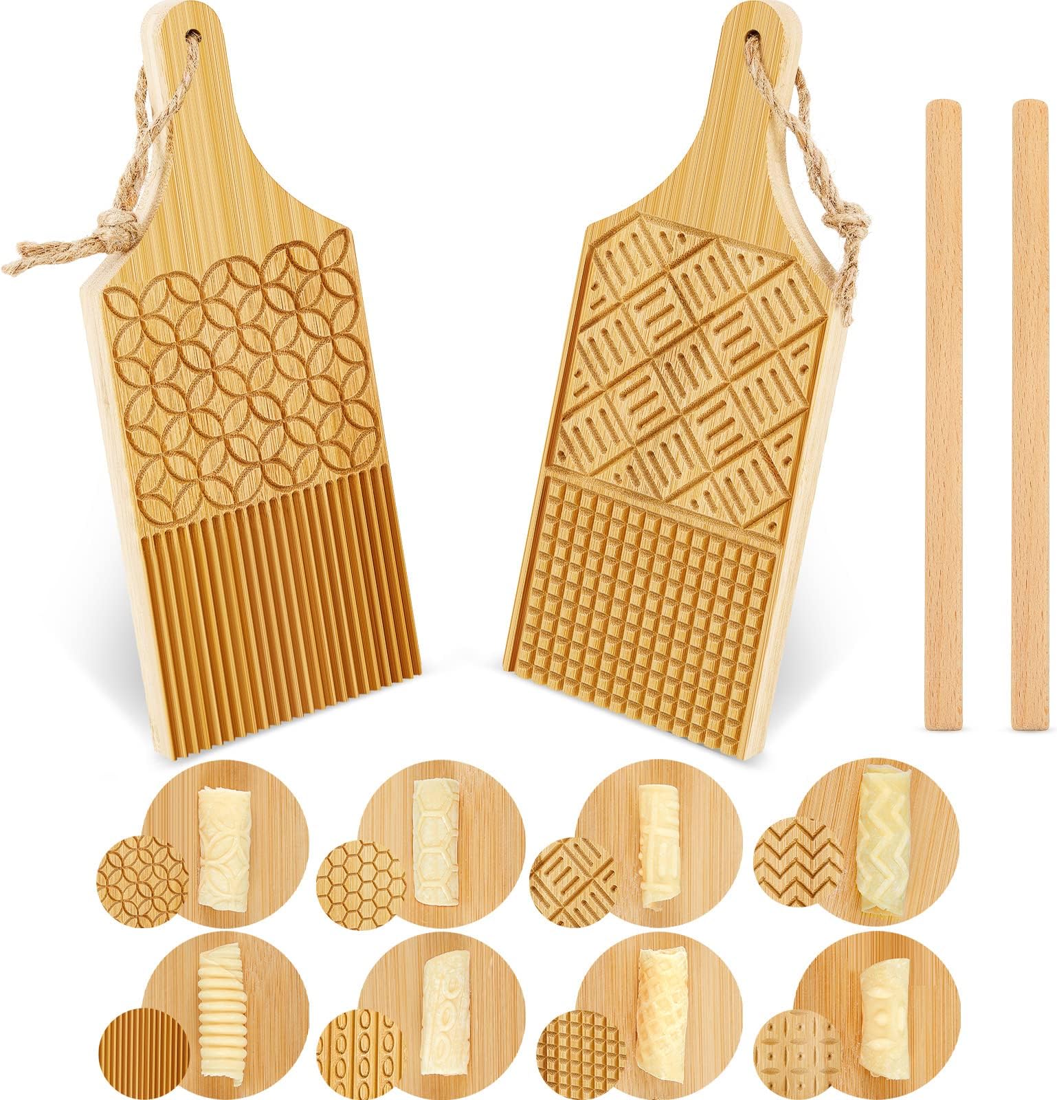 Amazon.com: 4 Pieces Wood Gnocchi Pasta Board Gnocchi Paddle Maker ...