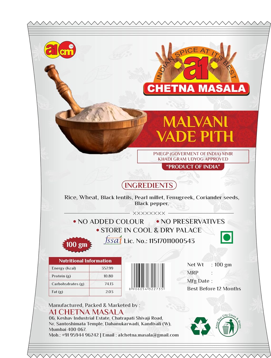 A1 CHETNA MASALA Malvani Vade Flour Pith Powder For Healthy Delicious ...