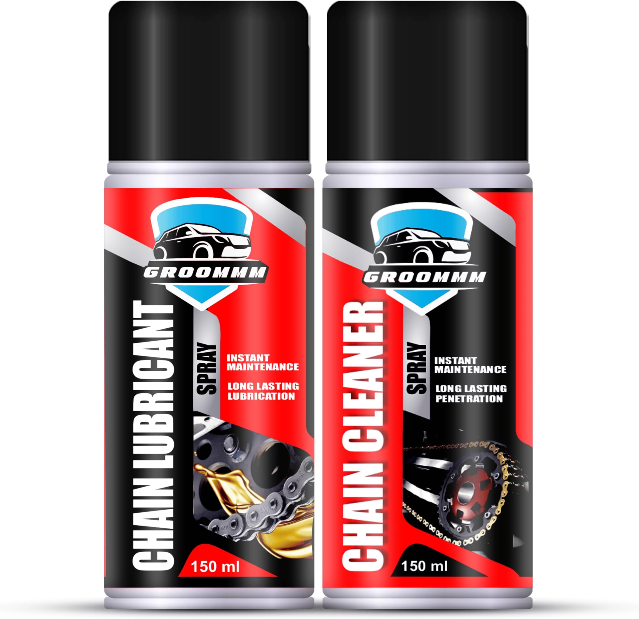 Groommm Bike chain cleaner and chain lubricant spray combo (150MLX 2 ...