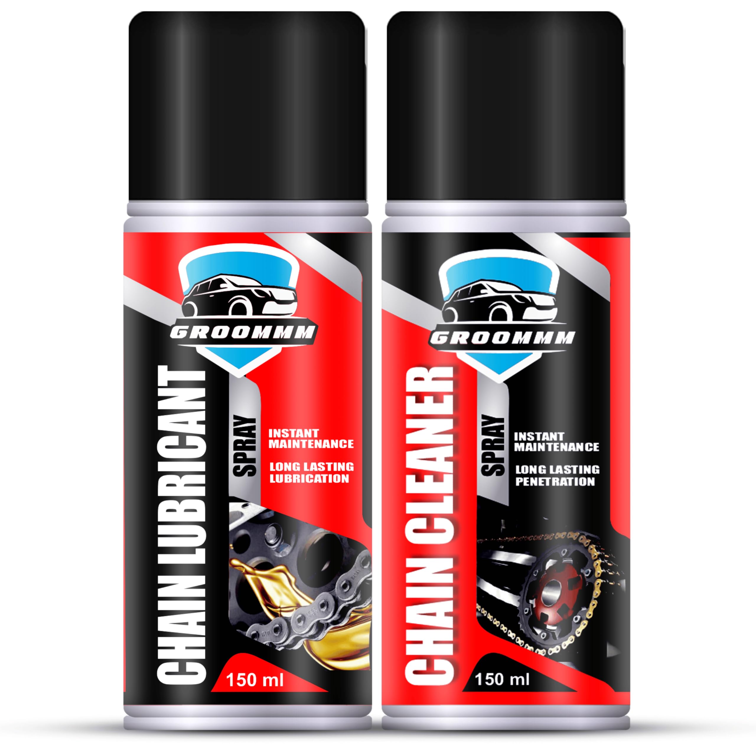 Groommm Bike chain cleaner and chain lubricant spray combo Pack 300ML ...
