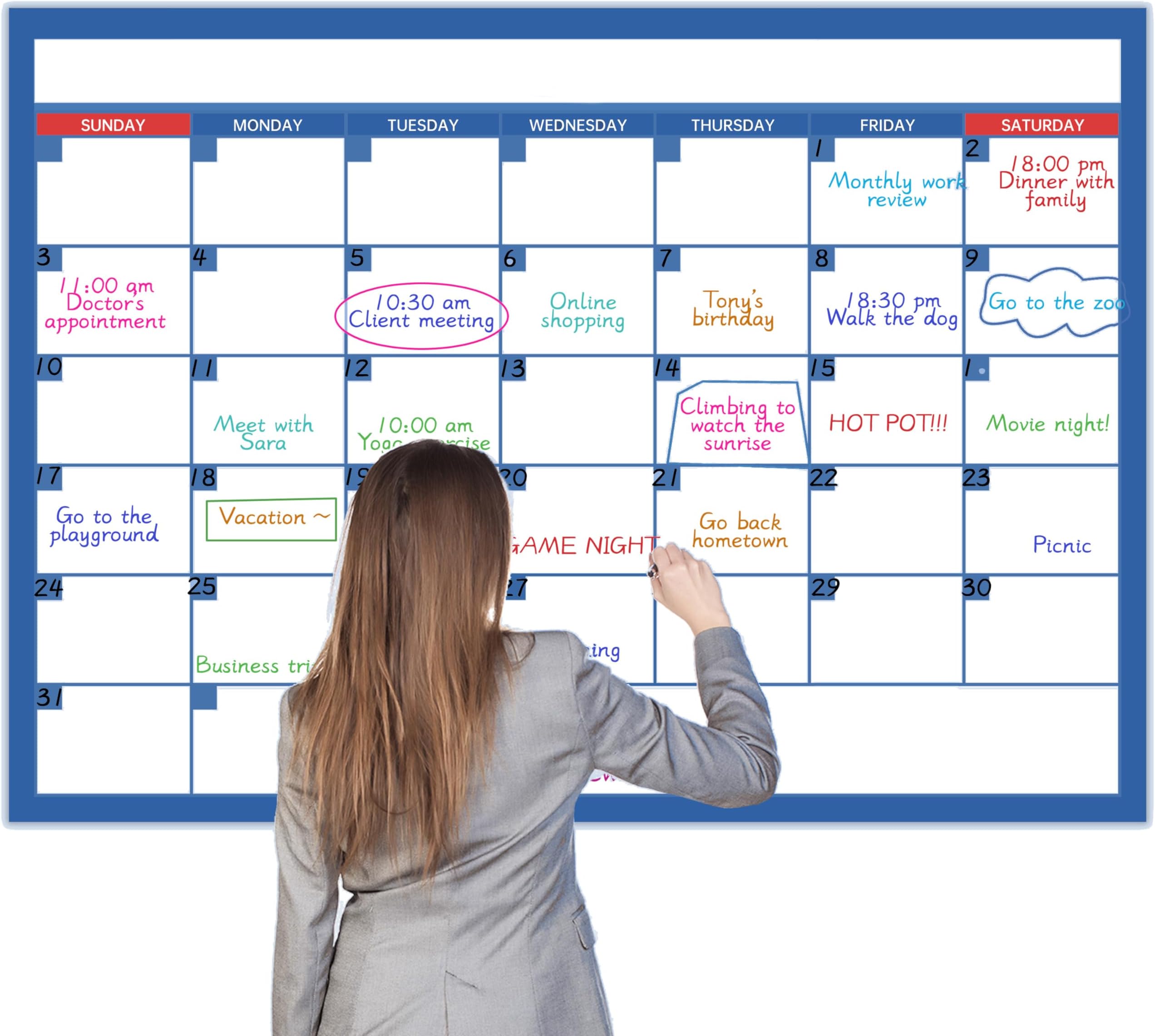 Amazon.com: Dry Erase Calendar for Wall, 36"x48" - Undated, Reusable ...