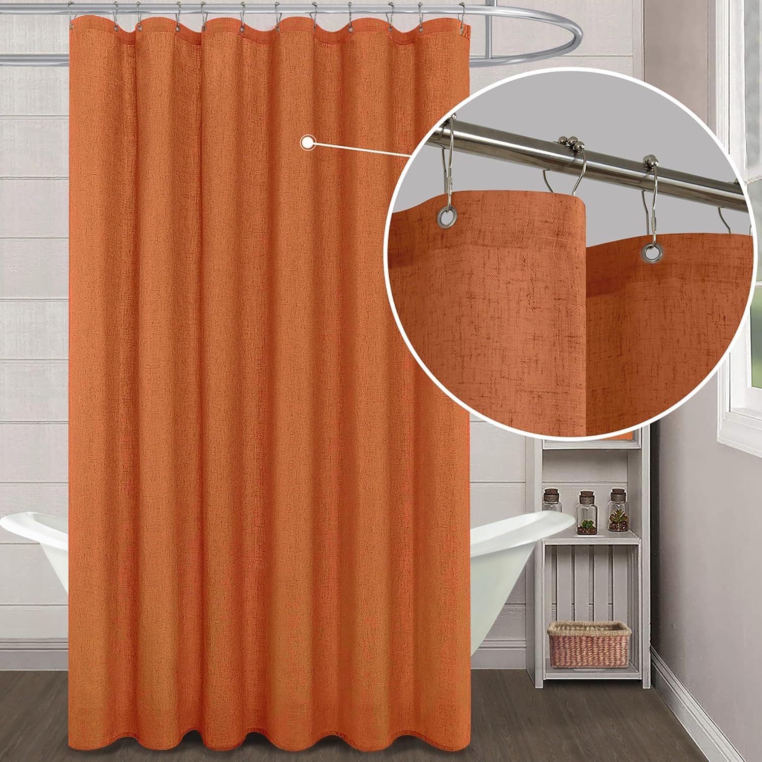 Amazon.com: KOUFALL Fall Orange Shower Curtain for Bathroom,Dark Burnt ...