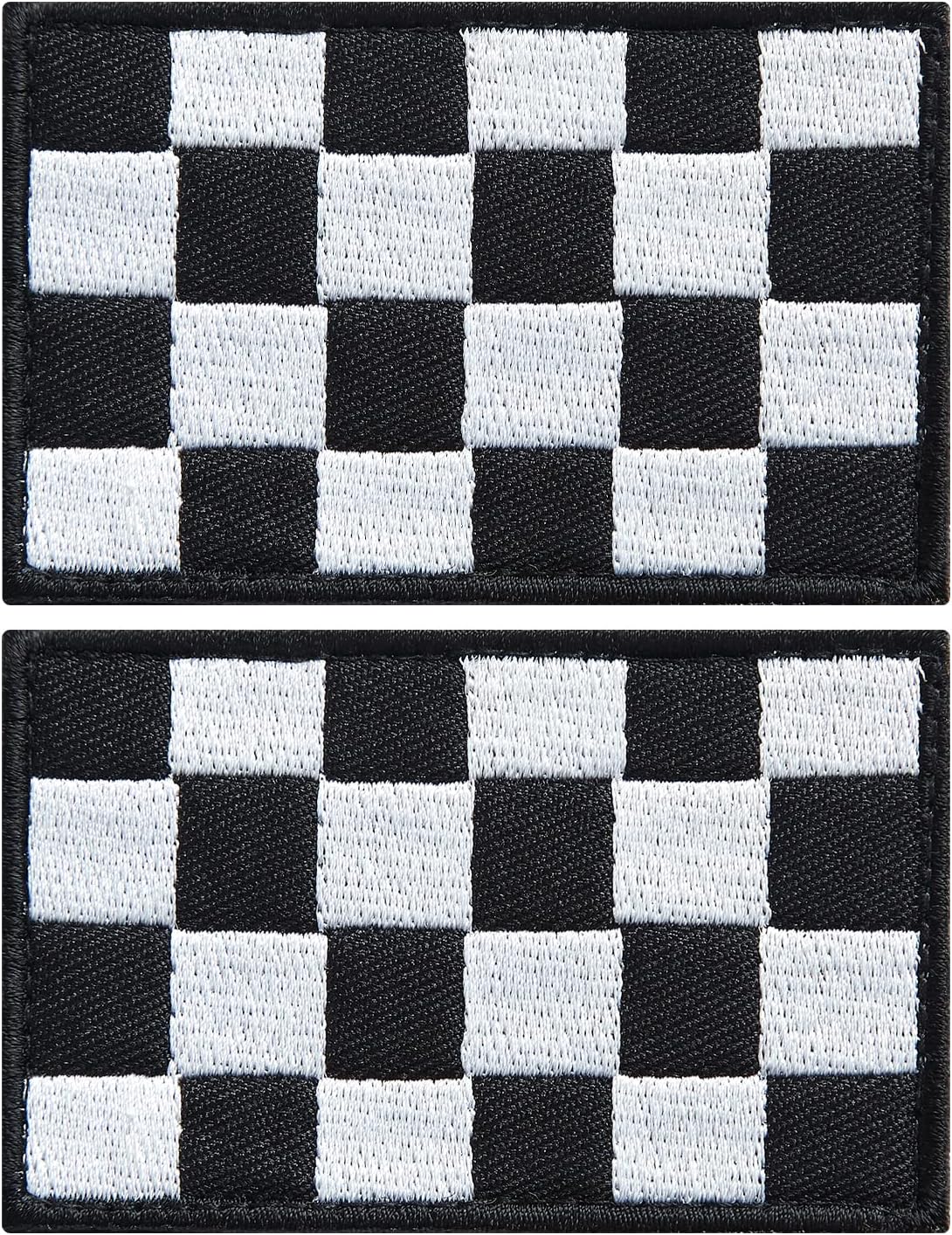 Amazon.com: stidsds 2 Pack Black and White Checkered Flag Patch Racing Flags Embroidered Patches ...