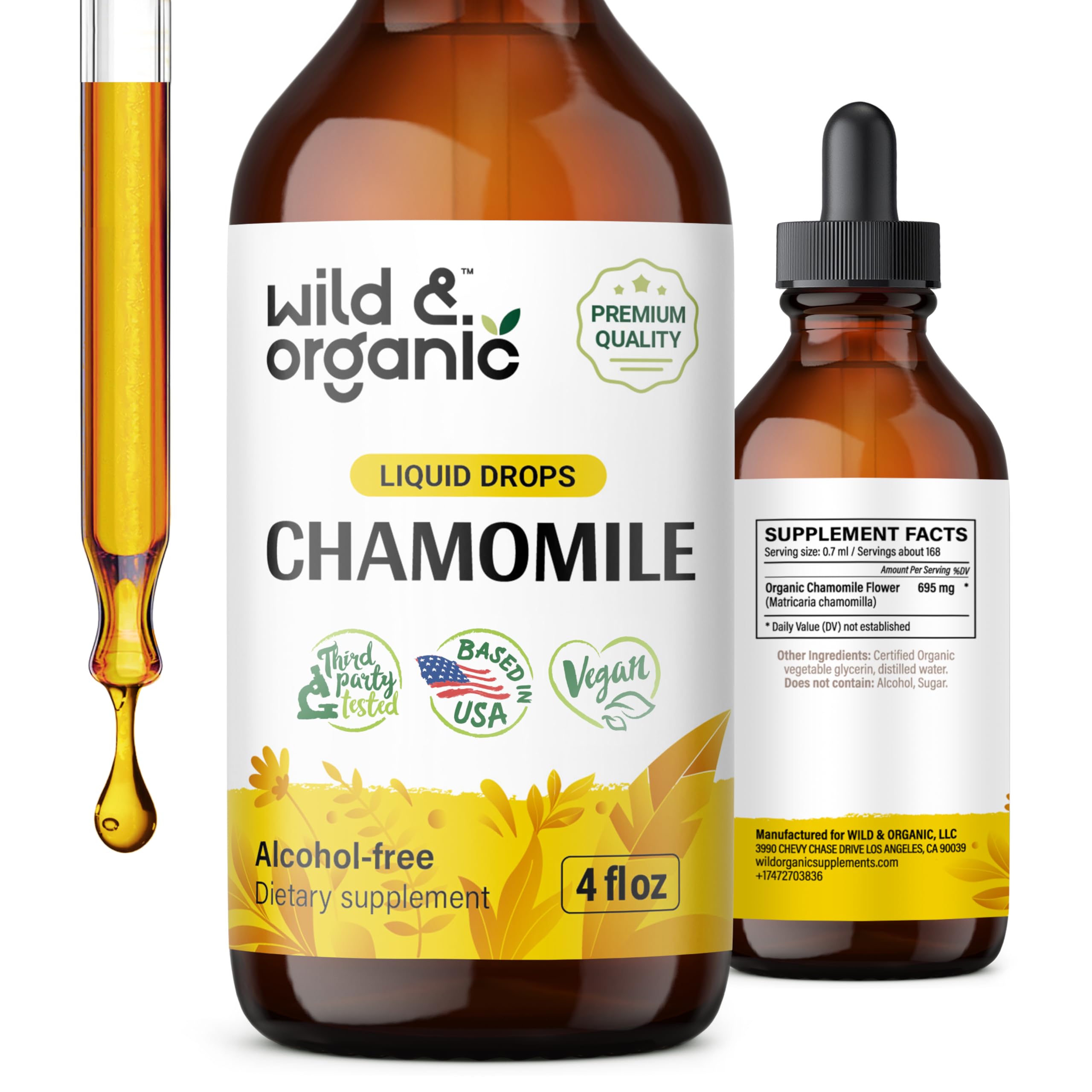 Amazon.com: Wild & Organic Chamomile Flowers Tincture - Calming ...