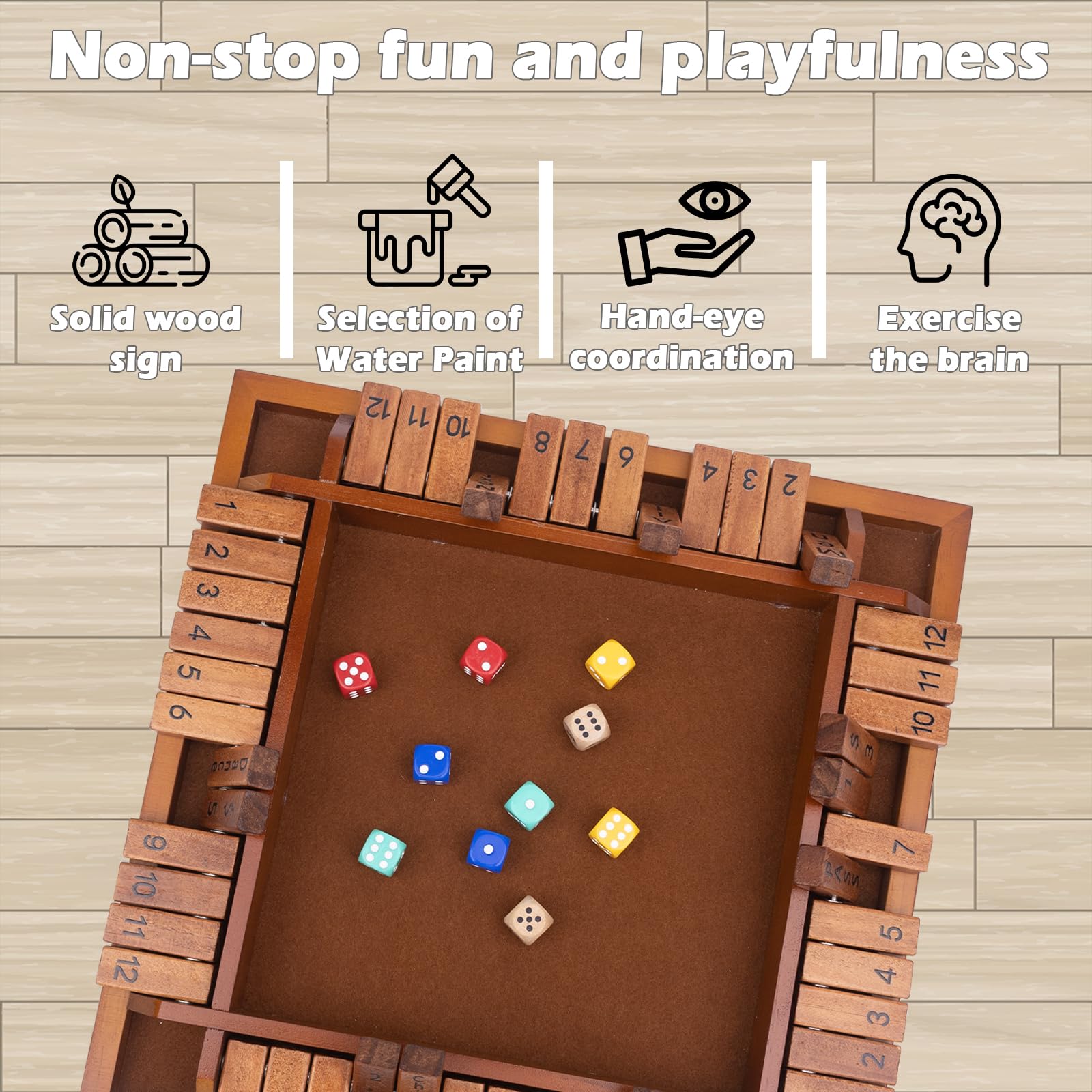 Snapklik.com : Shut The Box Dice Game,Wooden 12 Numbers Dice Game ...
