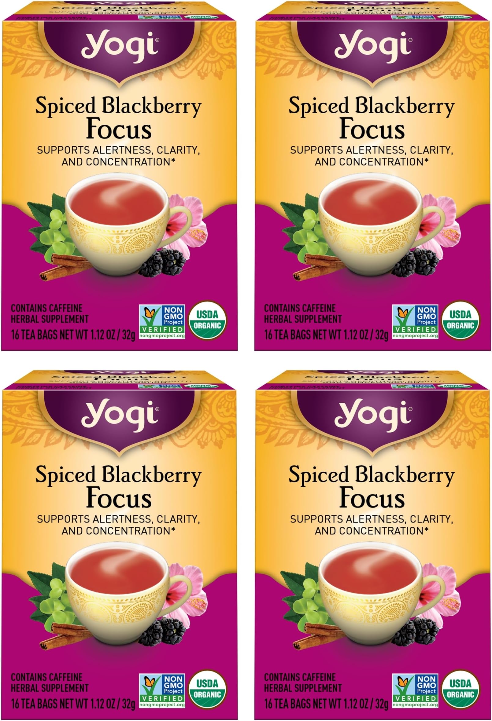 Amazon.com : Yogi Tea Spiced Blackberry Focus Tea - 16 Tea Bags per ...