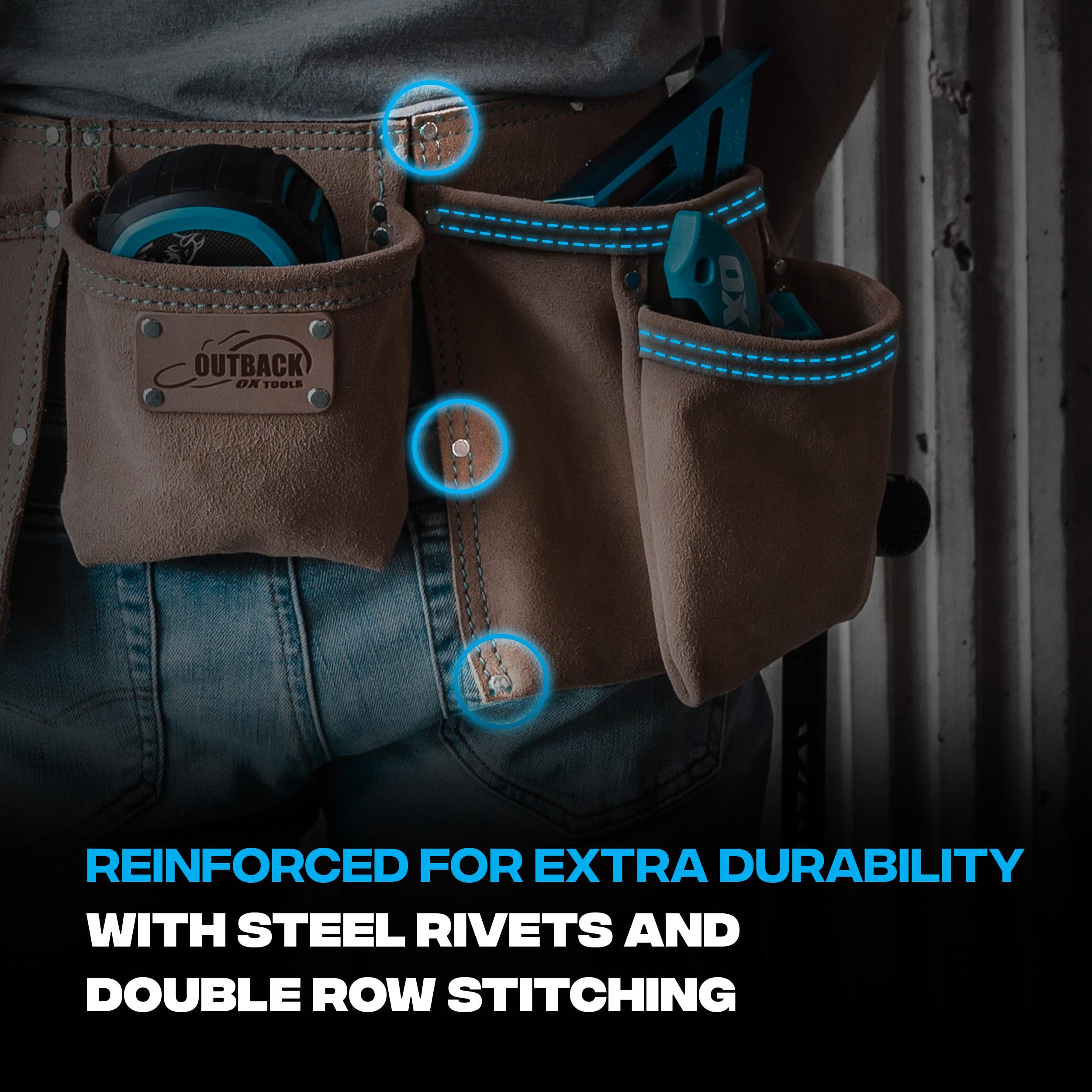 Snapklik.com : Ox Suede Leather Tool Belt