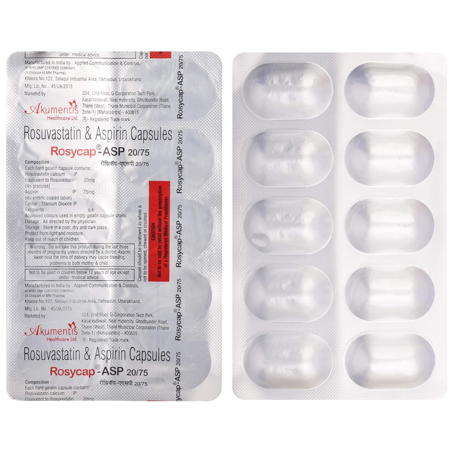 Rosycap ASP 20/75 - Strip of 10 Capsules : Amazon.in: Health & Personal ...