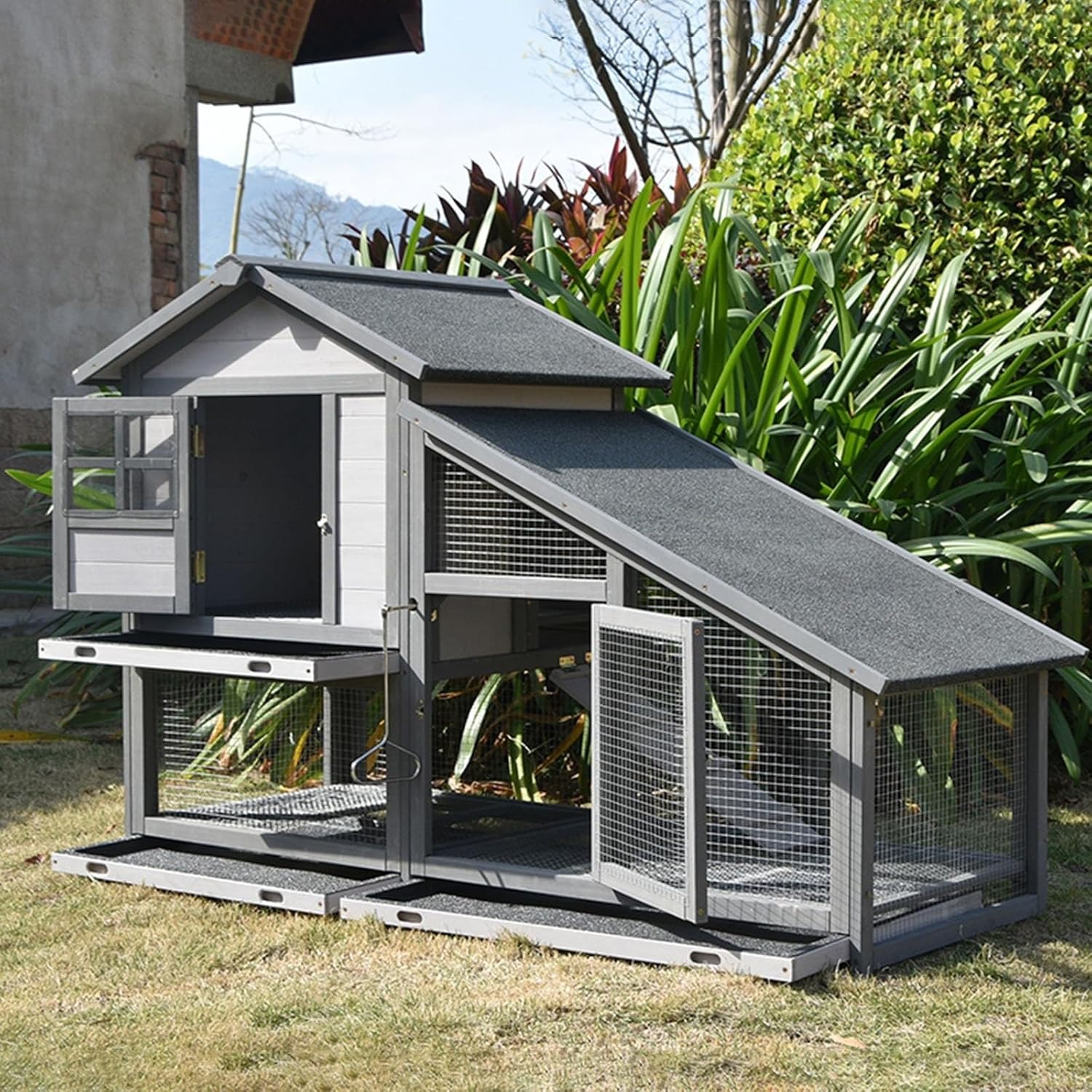 rabbit hutch Bunny Run Cage Small Animal Cage Rabbit Habitat Rabbit ...