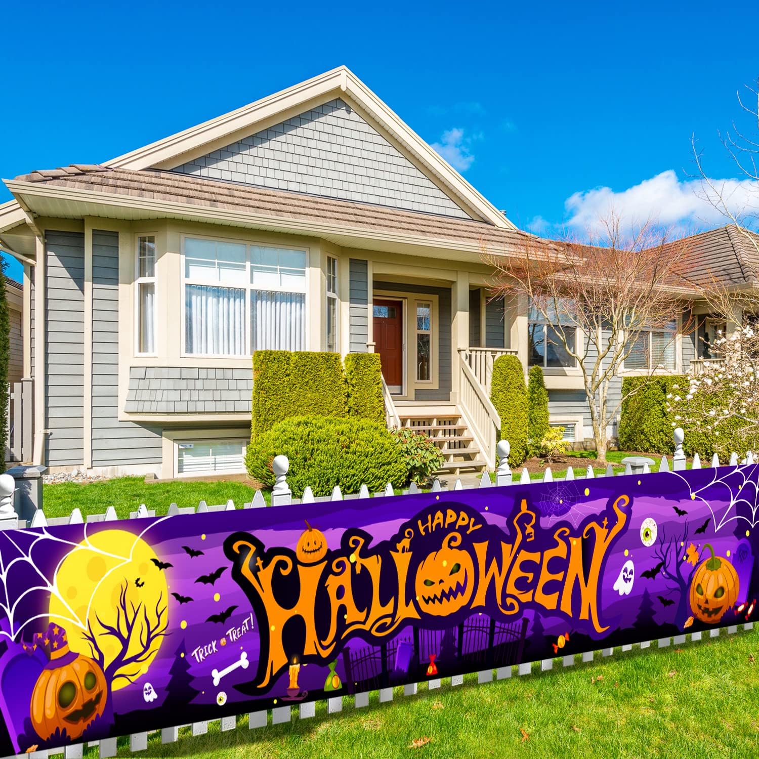 Amazon.com : Happy Halloween Banner Outdoor Yard Sign, Large 9.8x1.6ft ...