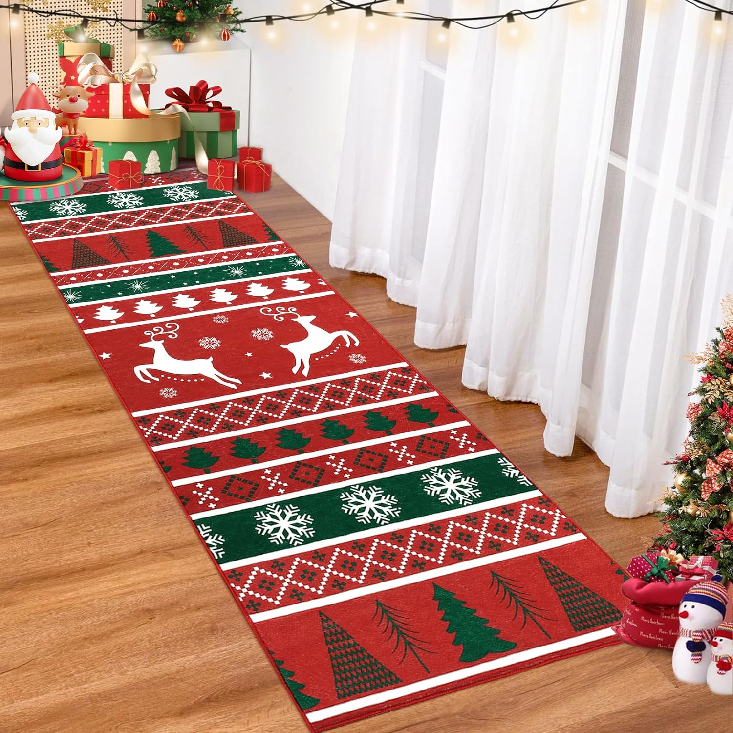 Amazon.com: RUGSREAL Christmas Rug Runner 2x8 Washable Hallway Rug Non ...