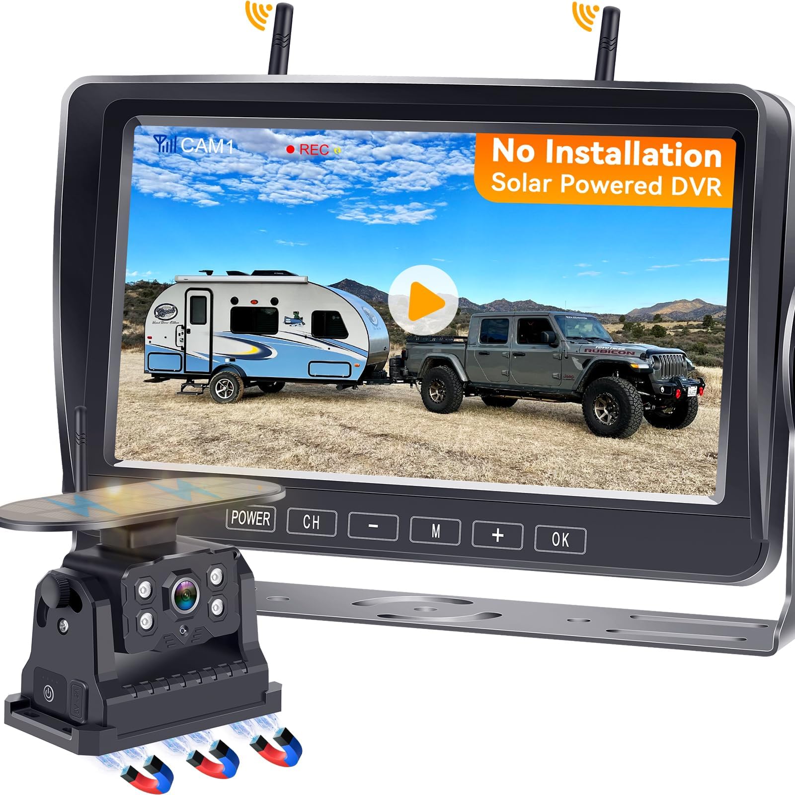 Amazon.com: Wireless Backup Camera for RV Trailer: Solar Magnetic Easy ...
