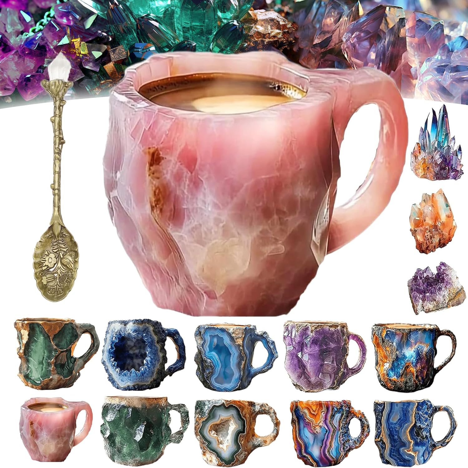 Amazon.com | Mineral Crystal Coffee Mugs, Crystal Mugs For Coffee ...