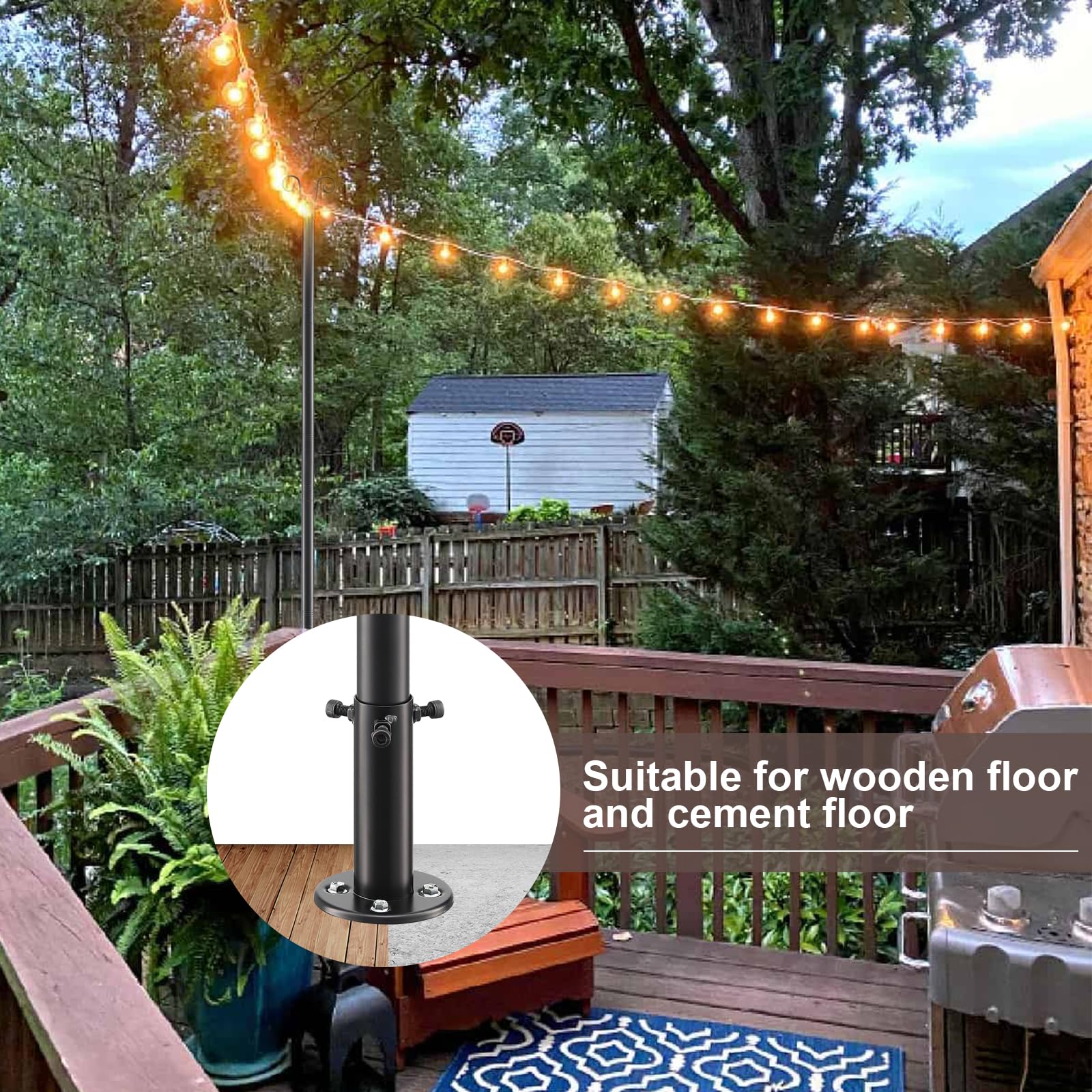 Snapklik.com : String Light Poles For Deck - 10FT Black String Light ...