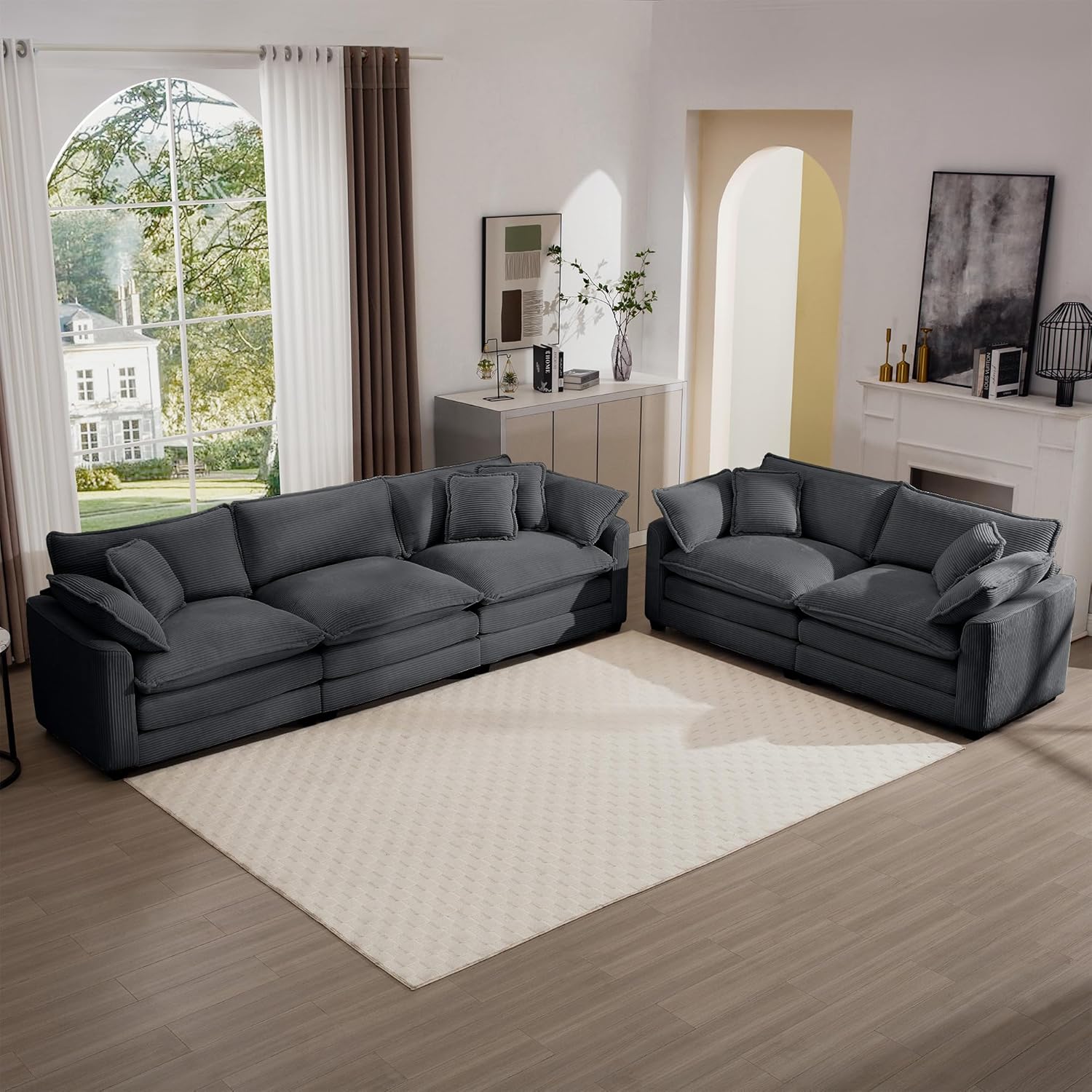 Amazon.com: Nestglow Oversized 2 Piece Sofa Set for Living Room, 3 ...