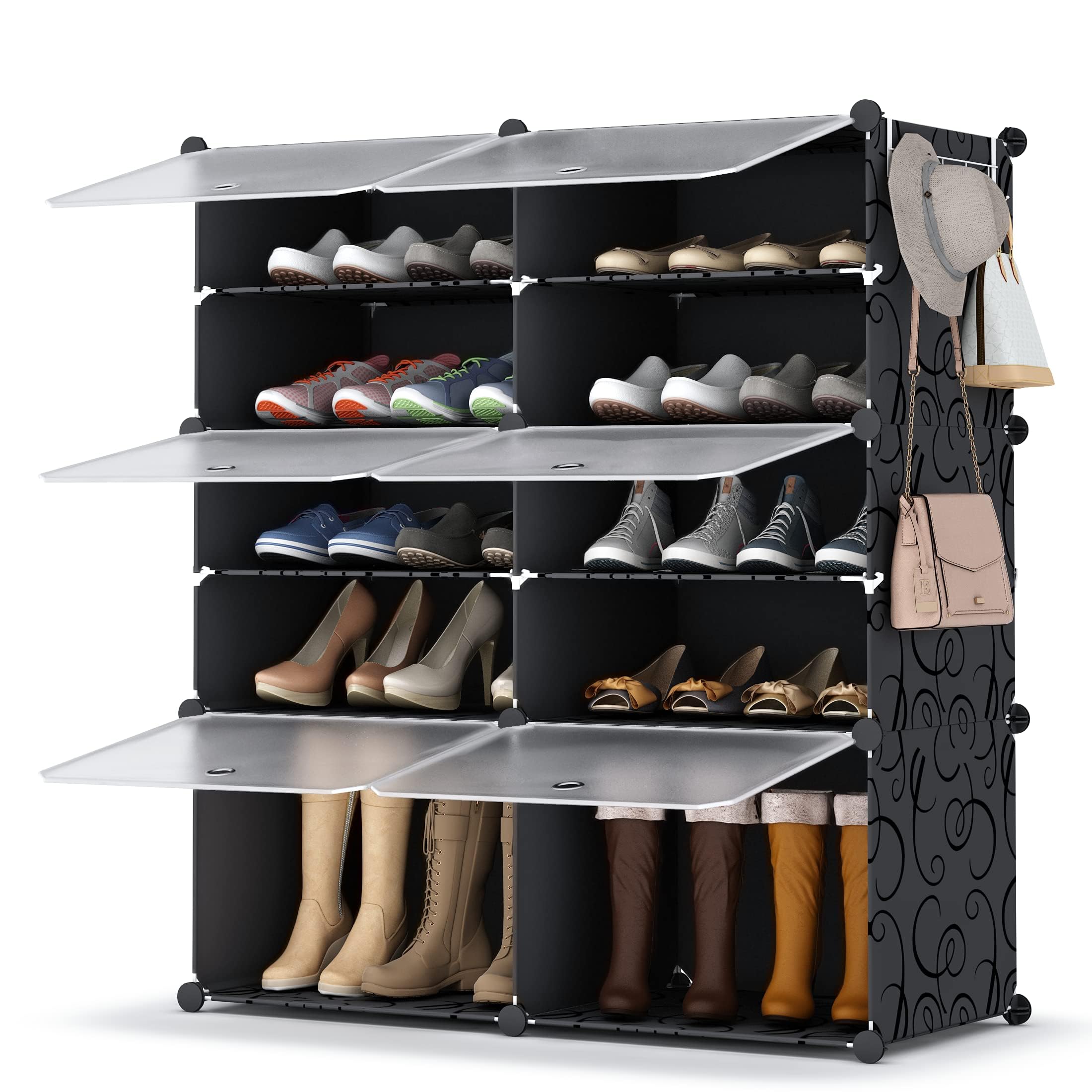 HOMIDEC Shoe Rack, 2 x 5 Tier Shoe Storage Cabinet 20 Pair Plastic Shoe ...