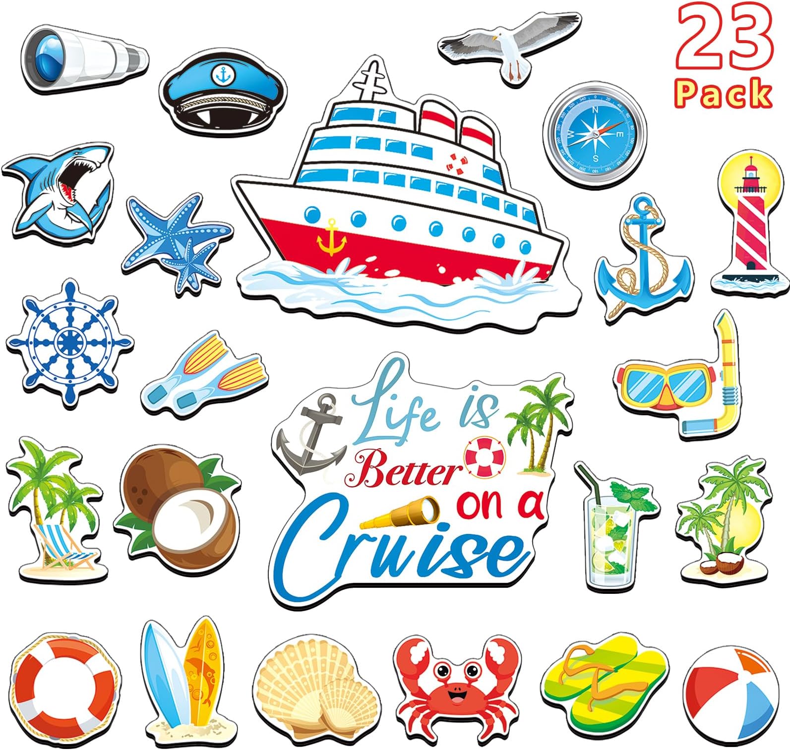 Amazon.com: 21Pcs Birthday Cruise Door Magnets Decorations Glow in The ...