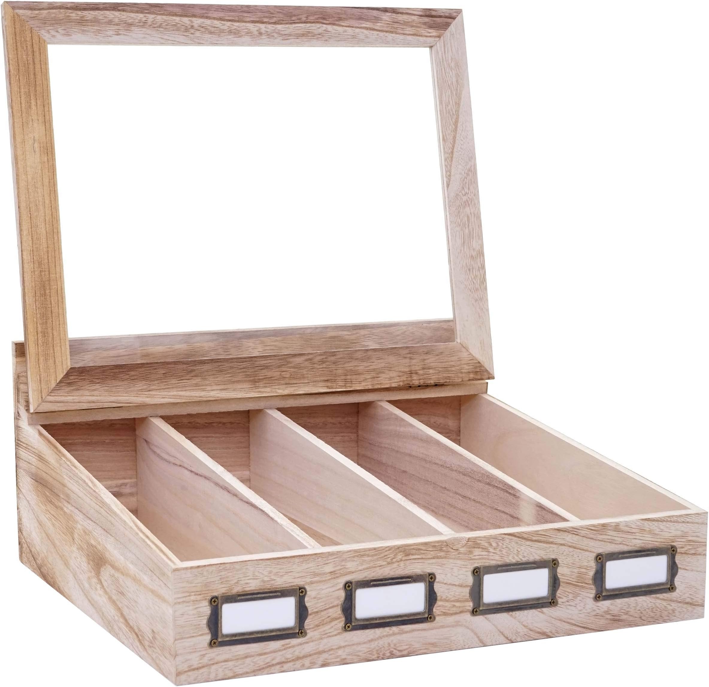 Mendler Besteckkiste HWC-C25, Holzbox mit Deckel Besteckkasten ...