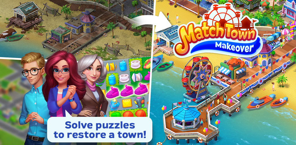Match Town Makeover - Match 3 Puzzle & City Building Game! Blast gems ...