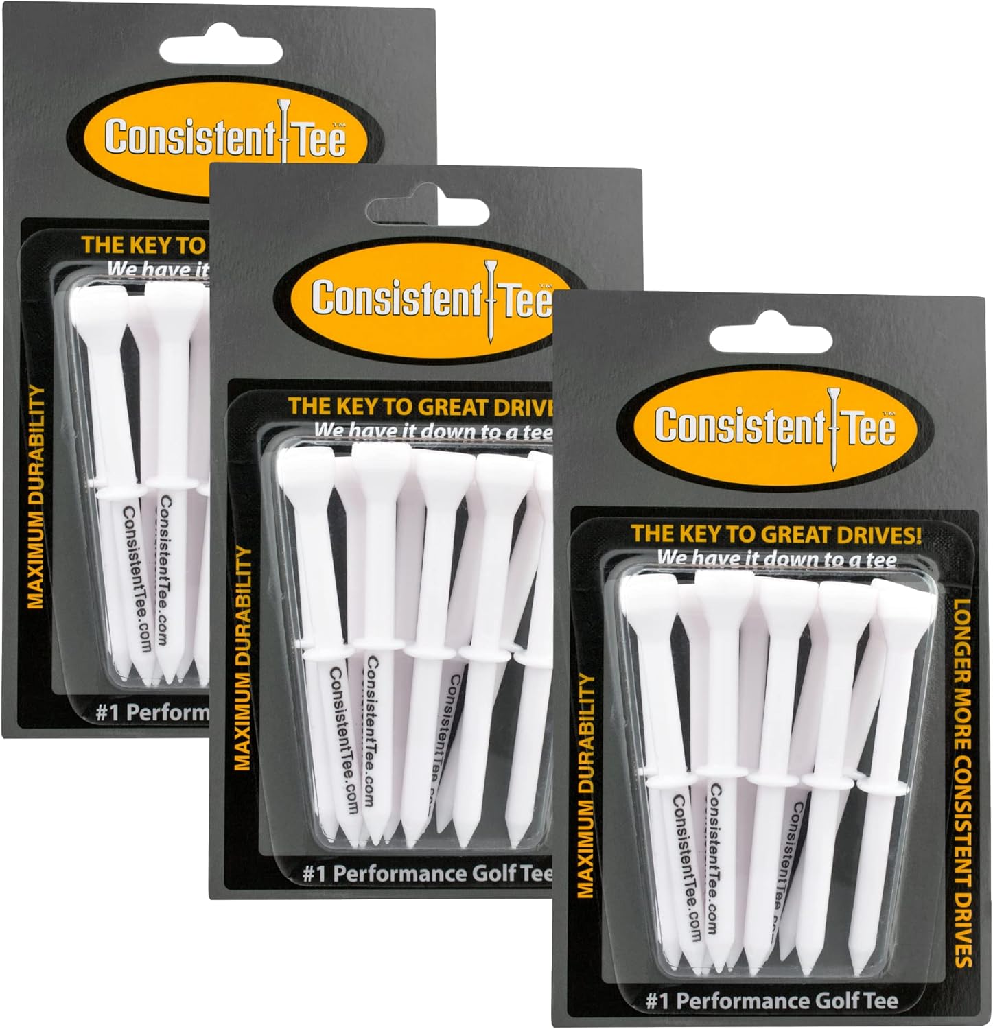 Amazon.com: Consistent 3 Tee 3 1/4" Golf Tee Packs - White : Sports ...