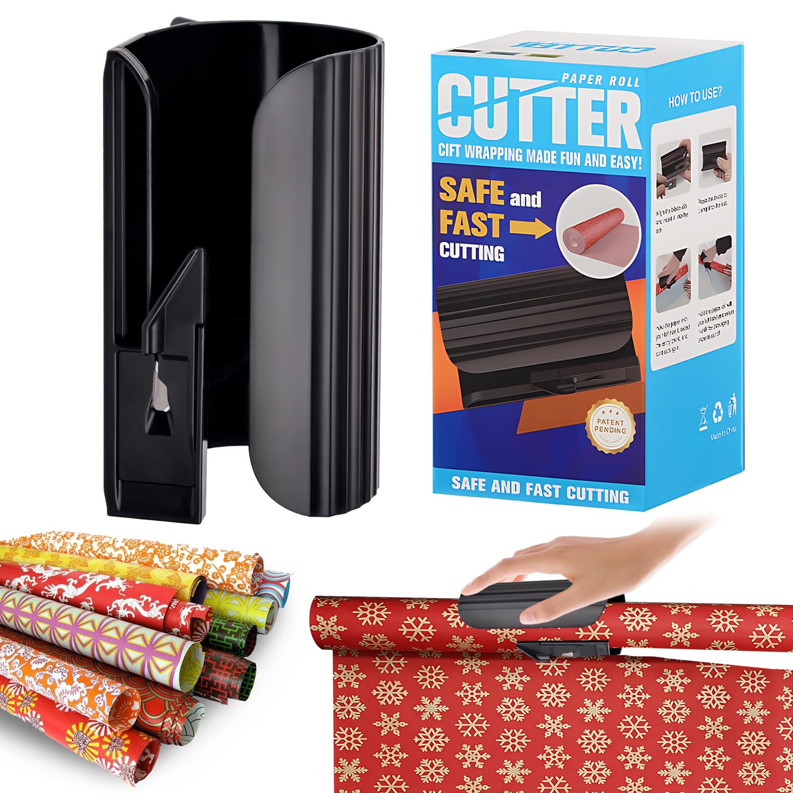 Vibbang Wrapping Paper Cutter, Christmas Wrap Paper Roll Cutter Tool ...