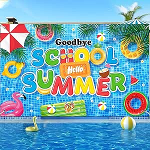 Amazon.com: Goodbye School Hello Summer Backdrop Banner 71 x 44 Inch ...