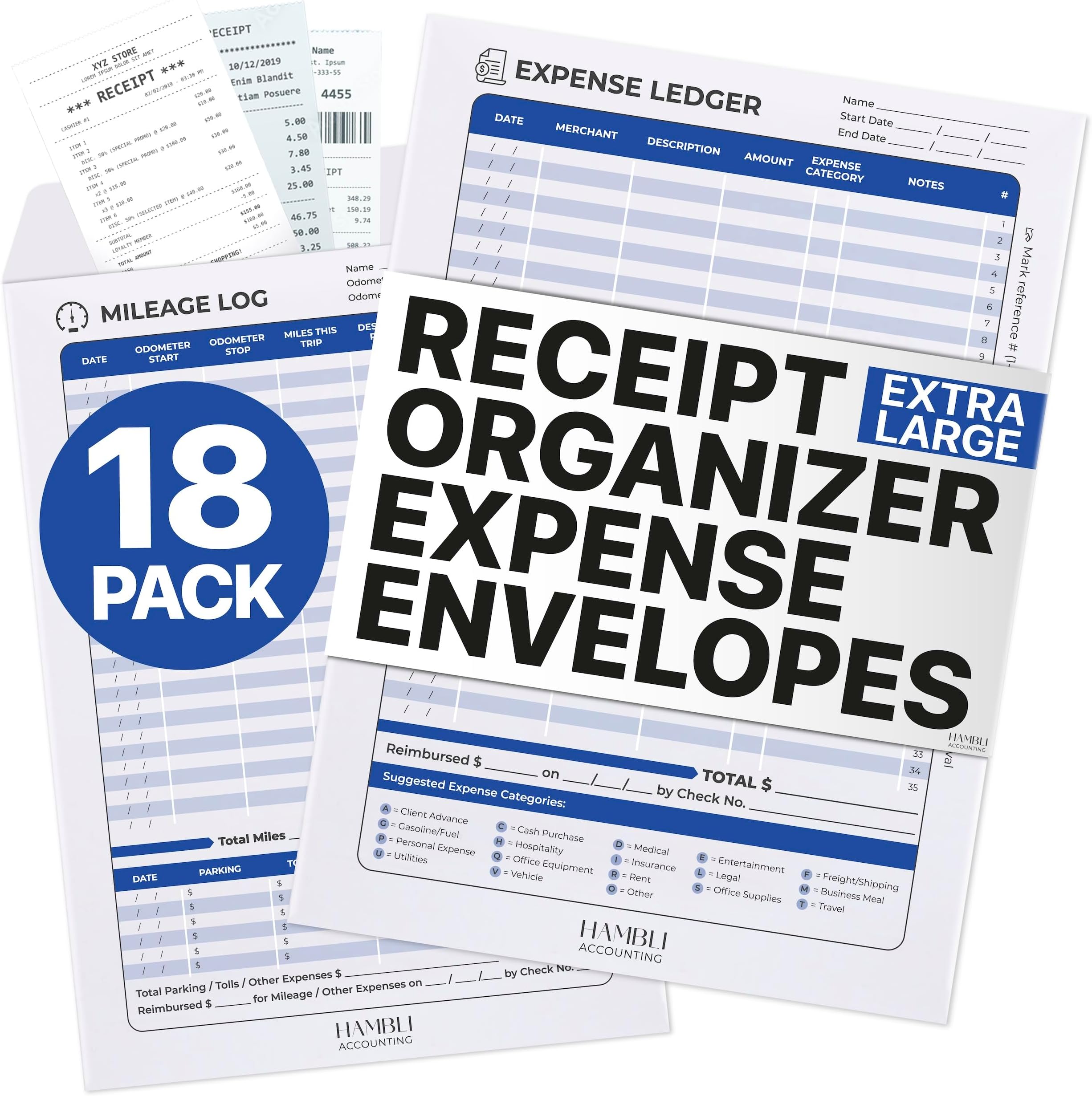 Amazon.com : Extra Large Receipt Envelope & Receipts Organizer (Pack of ...