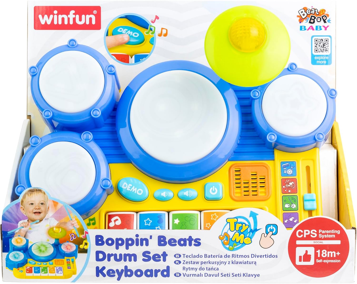 Amazon.com: Winfun: Boppin' Beats Drum Set Keyboard - Lights & Sounds Toy, Children's Colorful ...