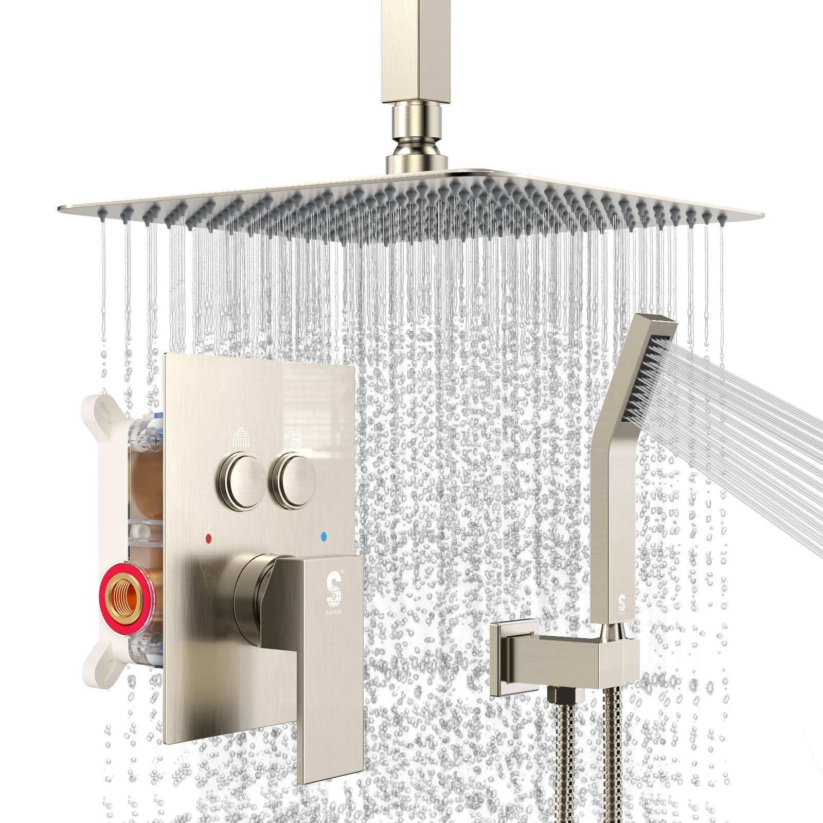SR SUN RISE Ceiling Mounted Shower System with Push Button Diverter ...