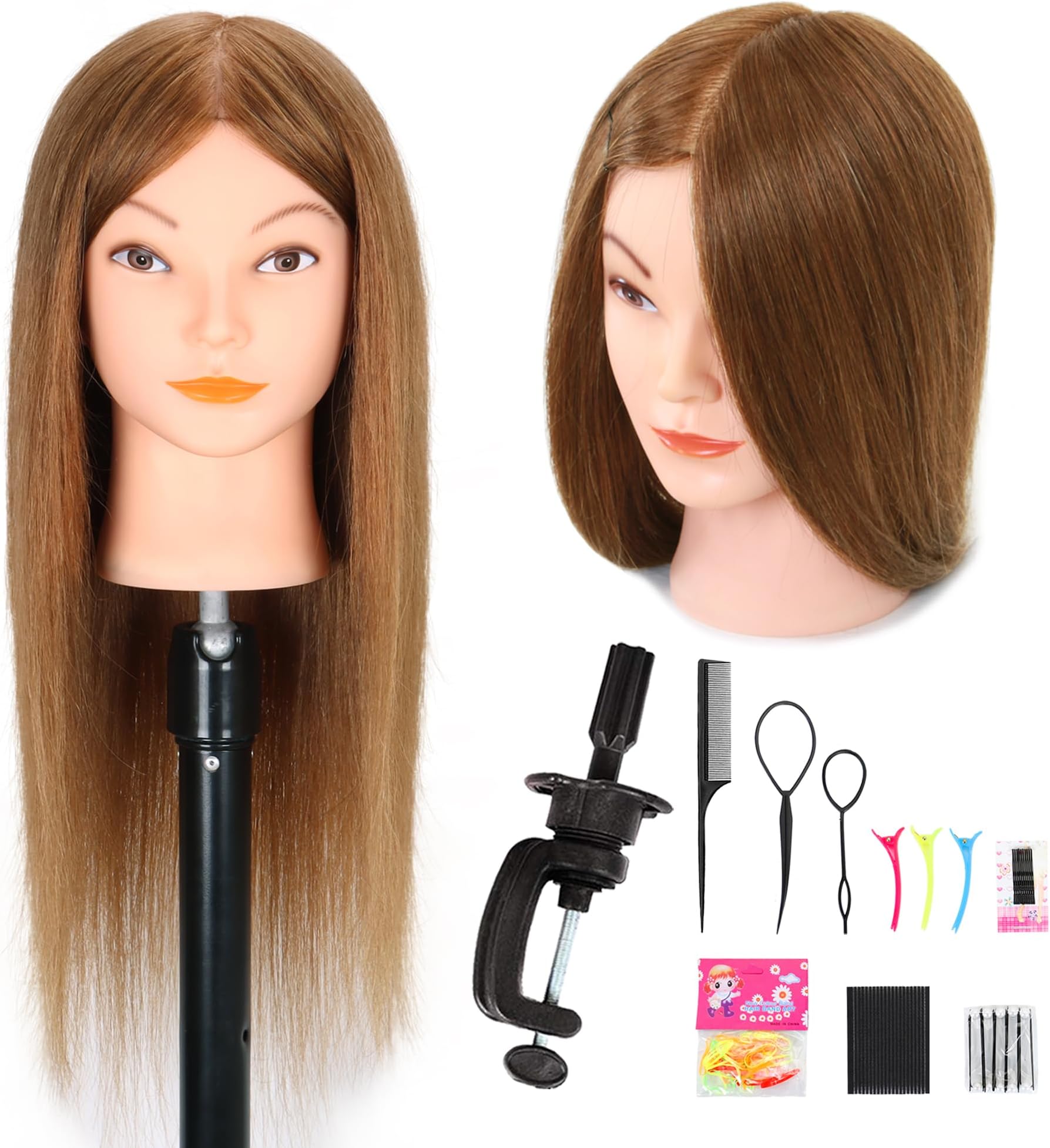 Amazon.com : Mannequin Head with Human Hair - 20-22" Cosmetology ...