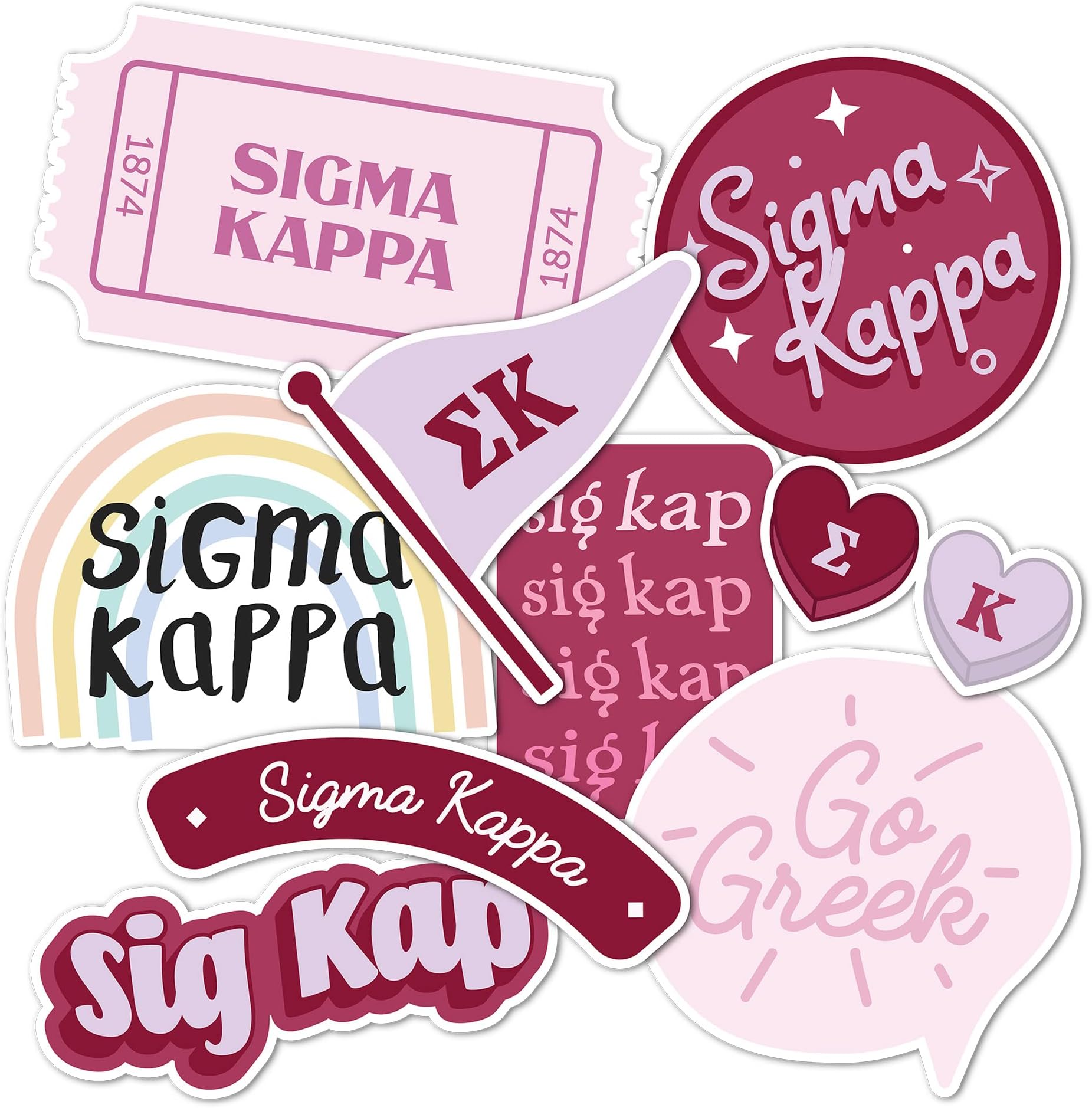 Amazon.com: Sigma Kappa Sticker Sheet - Western Design Vinyl Sorority ...