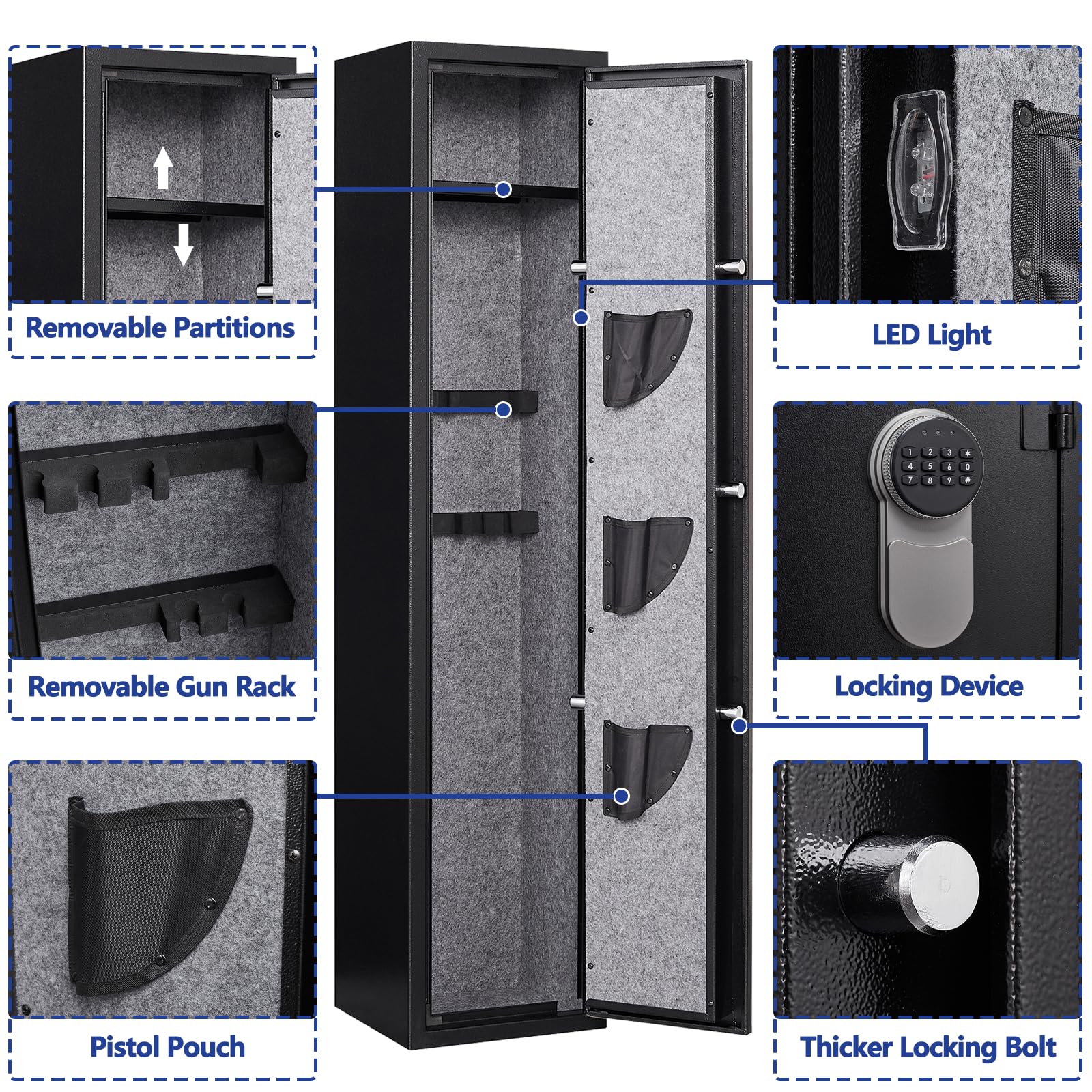 Snapklik.com : SAPITAL 5-6 Gun Safe, Gun Safe For Home Rifle And ...