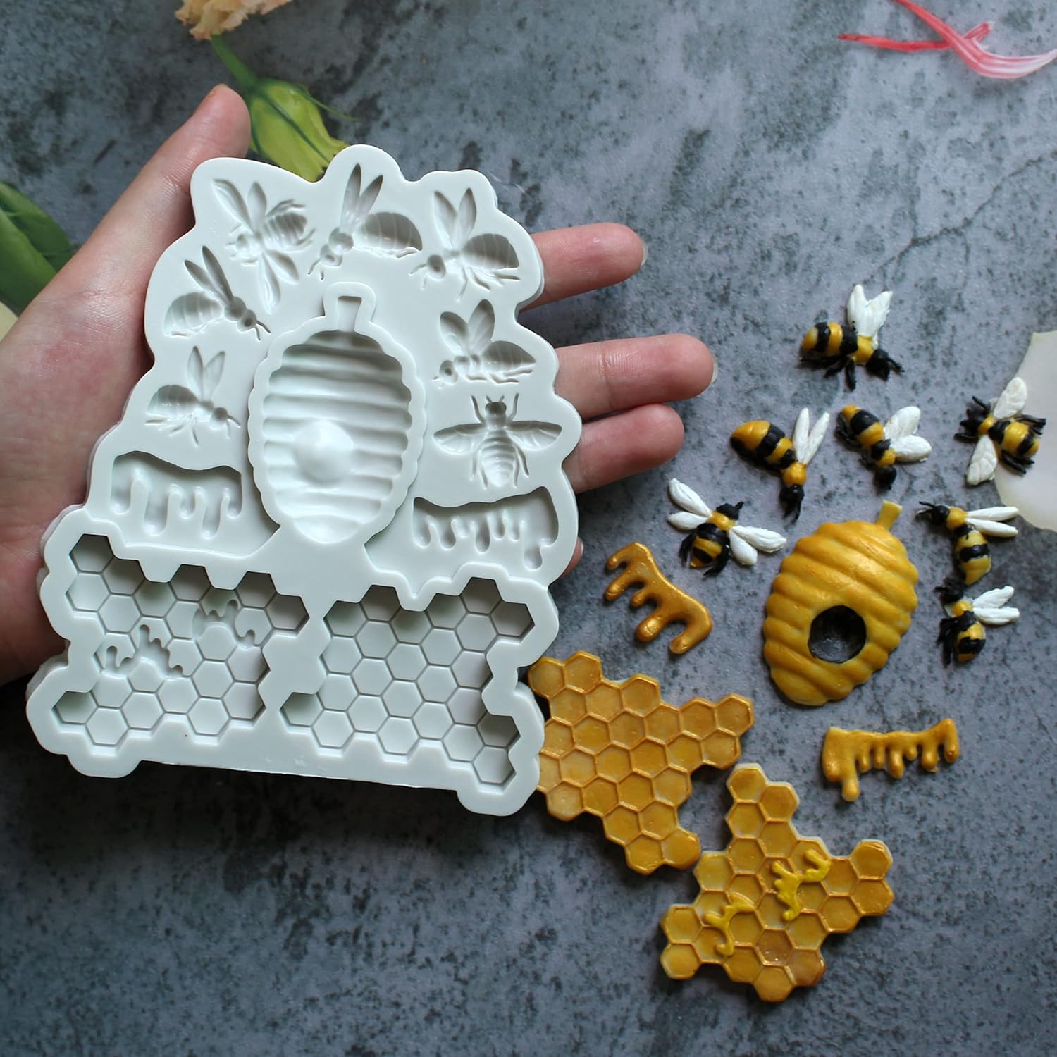 Amazon.com: ZHUOJIE Honeybee Honeycomb Silicone Mold Fondant Cake ...