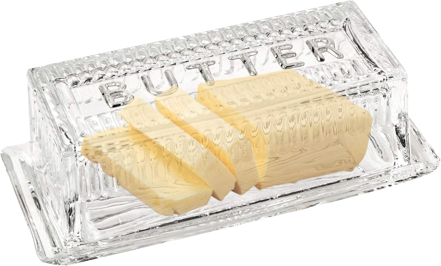 Amazon.com | Bezrat Glass Butter Dish with Lid | Classic 2-Piece Design ...