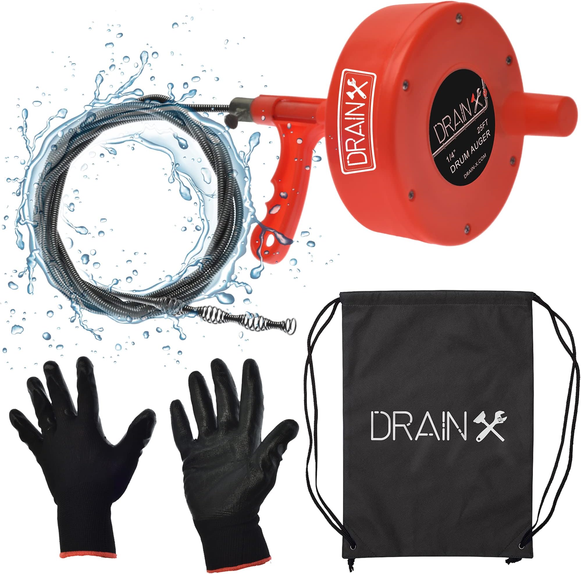 Amazon.com: Drainx Pro 50-FT Heavy Duty Steel Drum Drain Auger Plumbing ...
