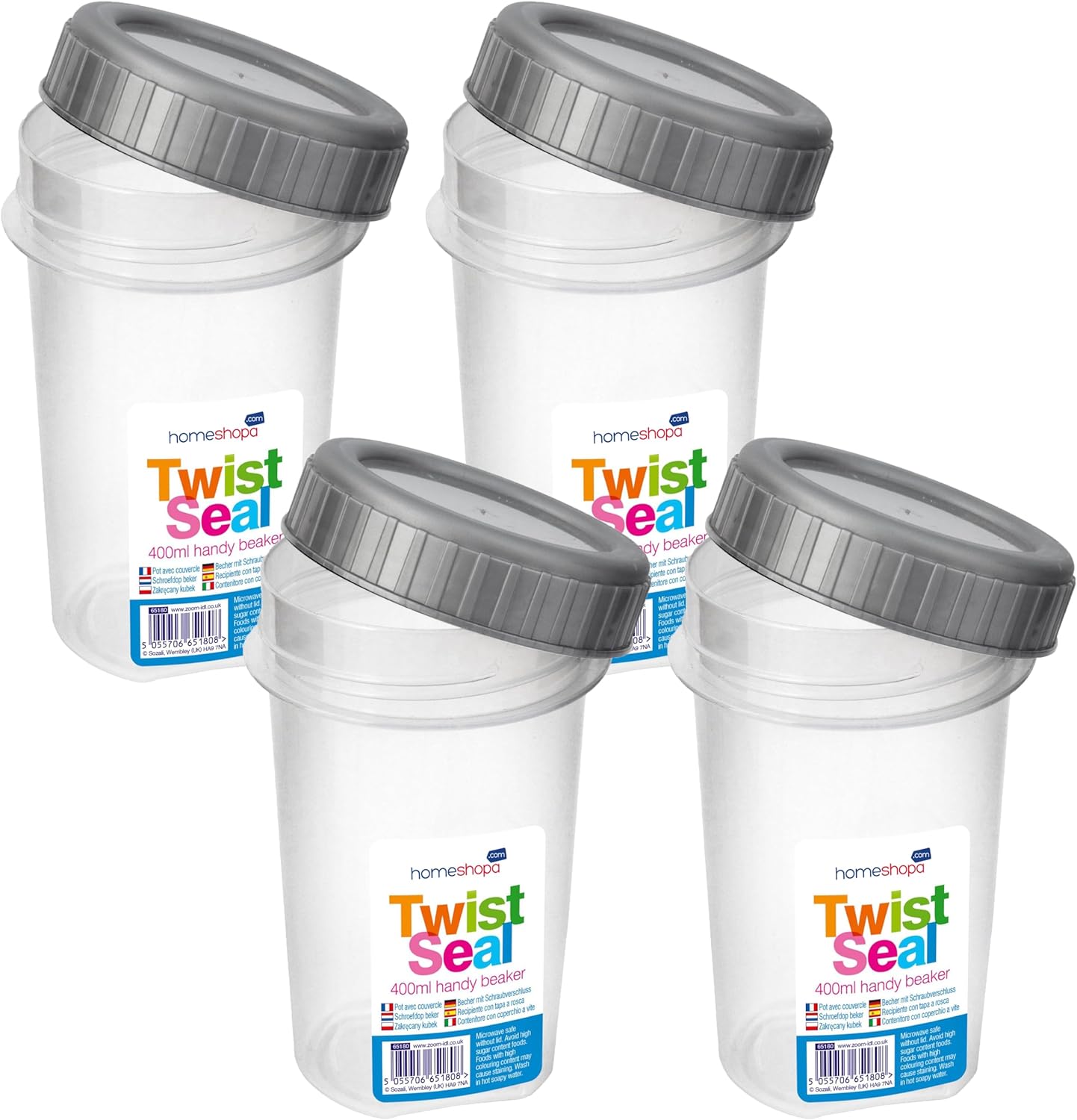 HOMESHOPA Clear Plastic Screw Top Beaker Cups, 4 Pack Airtight Liquid ...