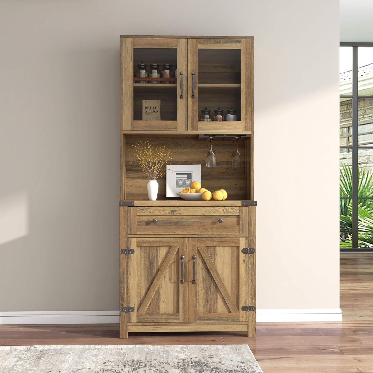Amazon.com: SAINTCY Farmhouse Kitchen Hutch Storage Cabinet ...
