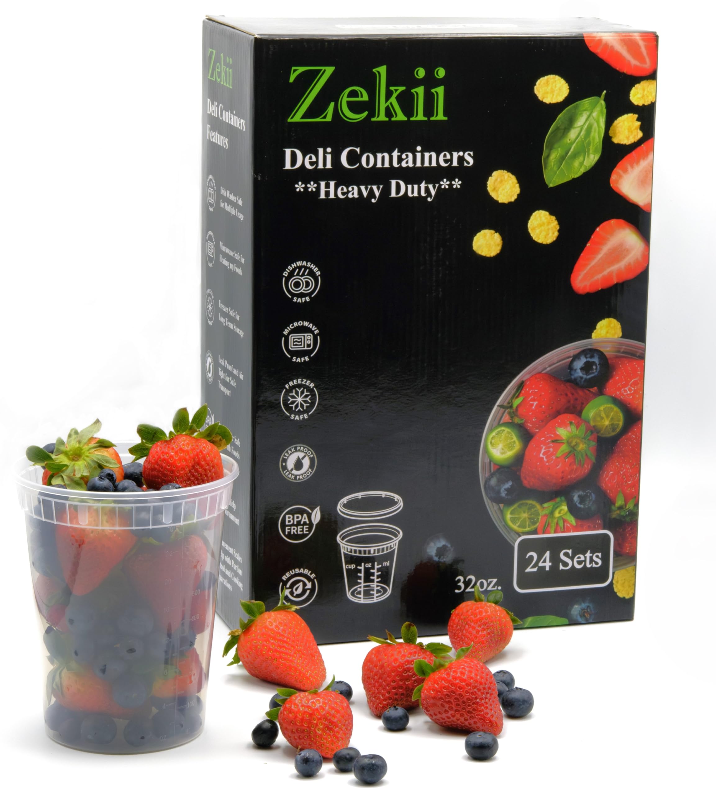 Amazon.com: Zekii EXTRA THICK Deli Containers with Lids, Soup Containers w/Lids Airtight, 24Sets ...