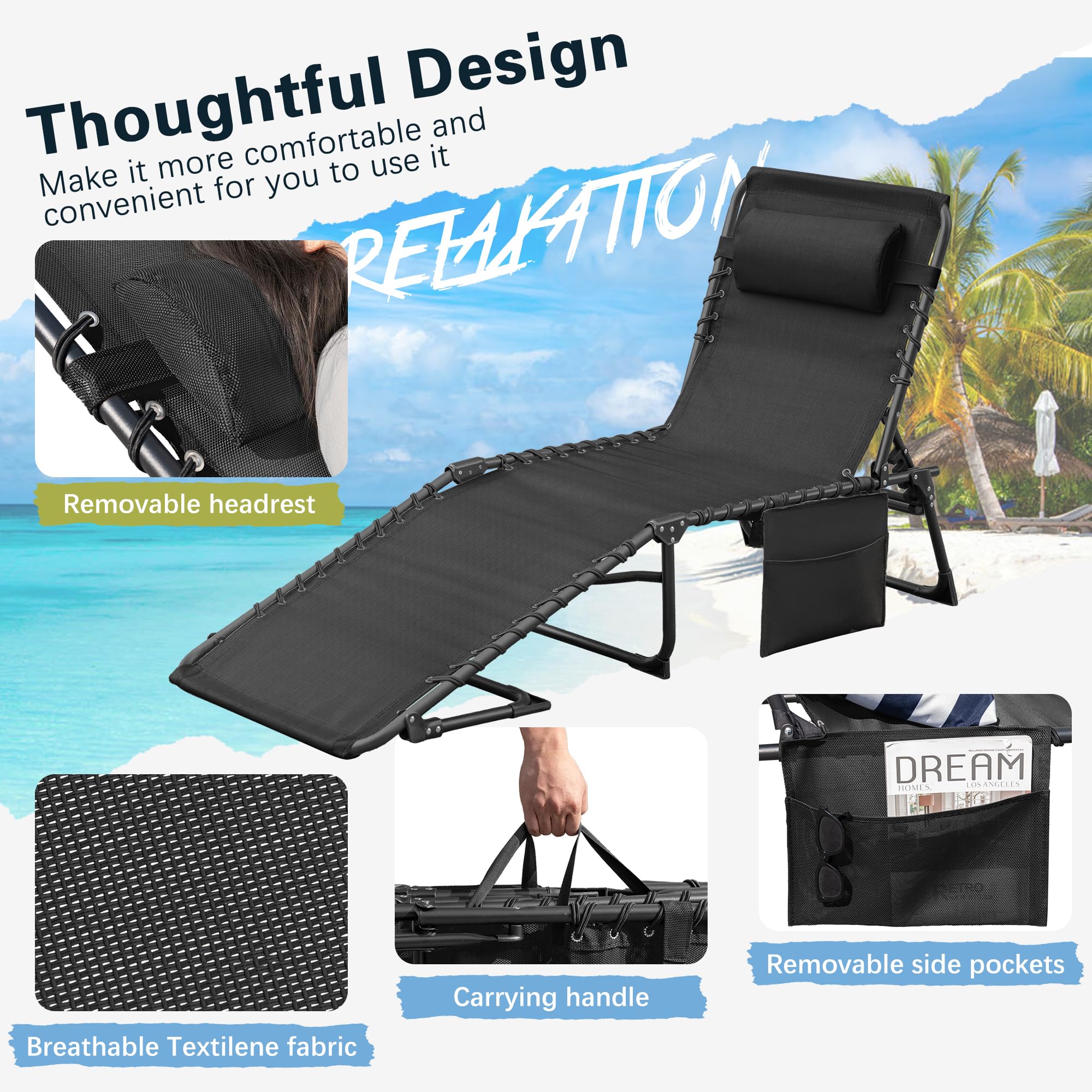 Snapklik.com : Greesum Chaise Lounge Folding Tanning Chair
