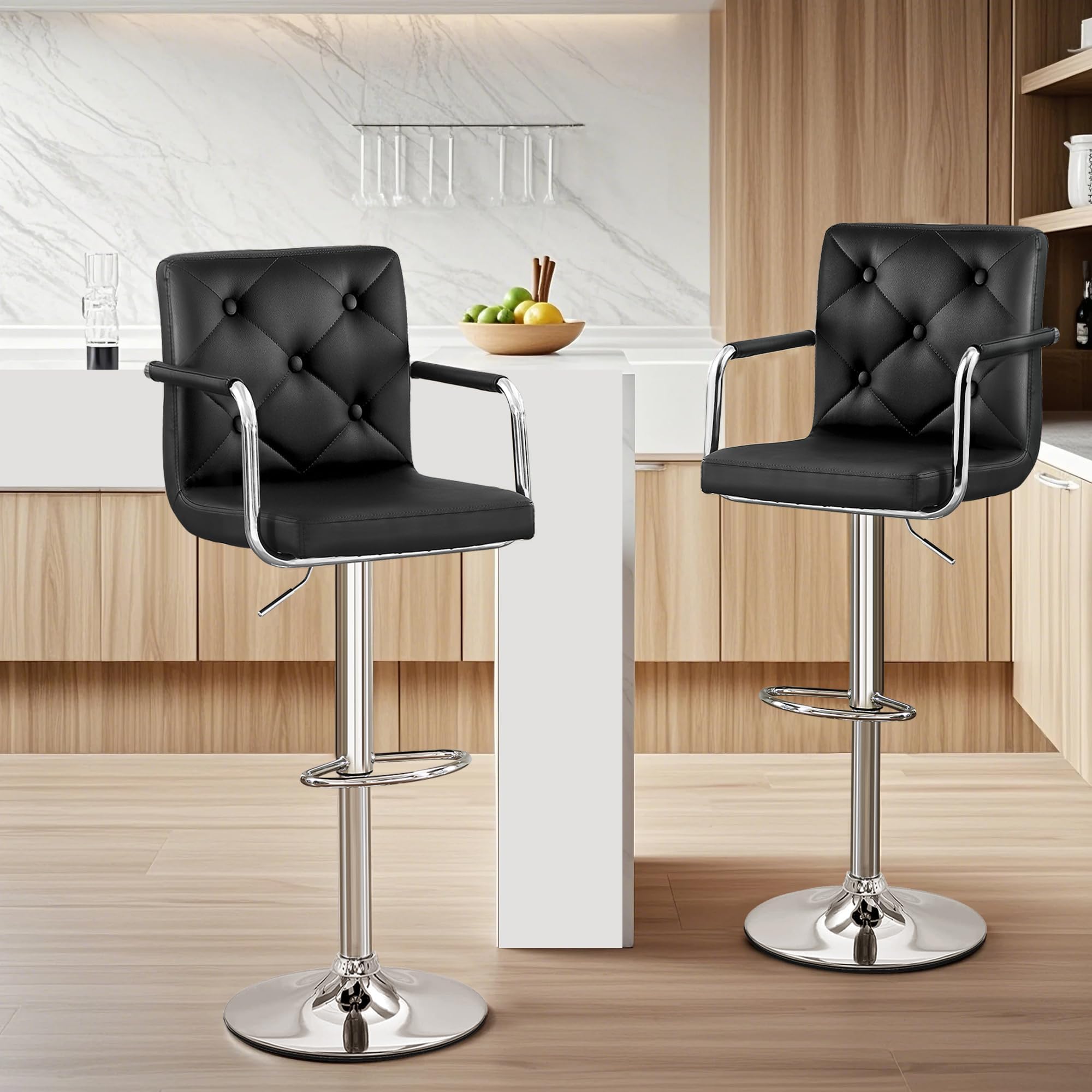 Amazon.com: VECELO Adjustable Bar Stools Set of 2, Bar Height Stools ...
