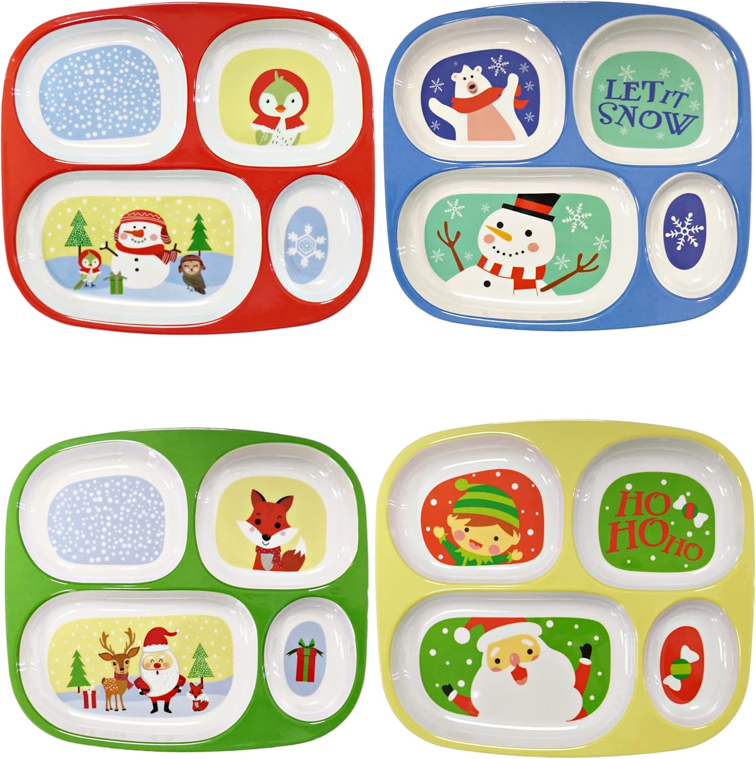 Amazon.com: 4E's Novelty Christmas Dinnerware Divided Plates For Kids ...