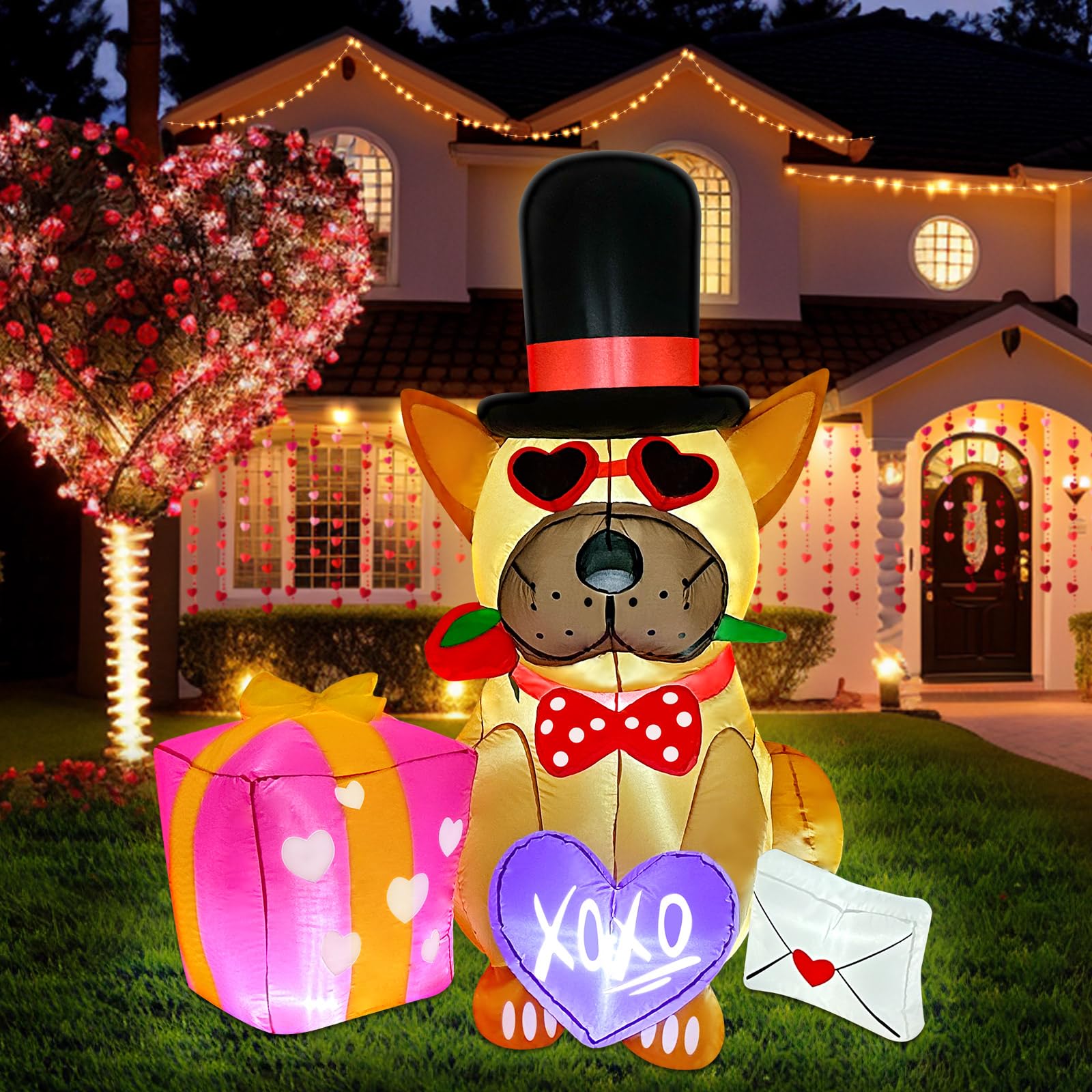 AerWo 5FT Valentines Day Inflatables Outdoor Decorations, Lovely Puppy ...