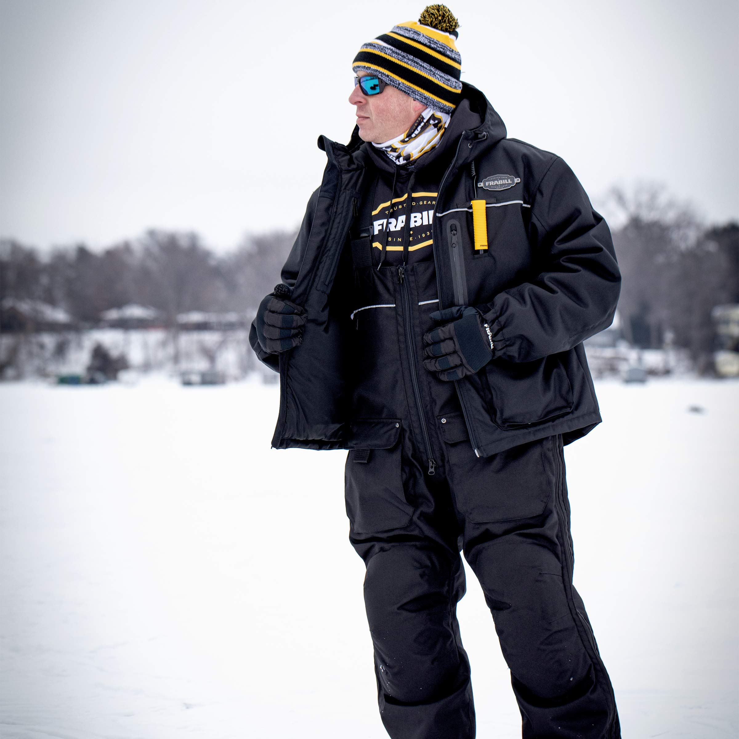 Frabill Ice Hunter Bib | Heavy Duty Insulated Ice Fishing Bibs | XX-Large