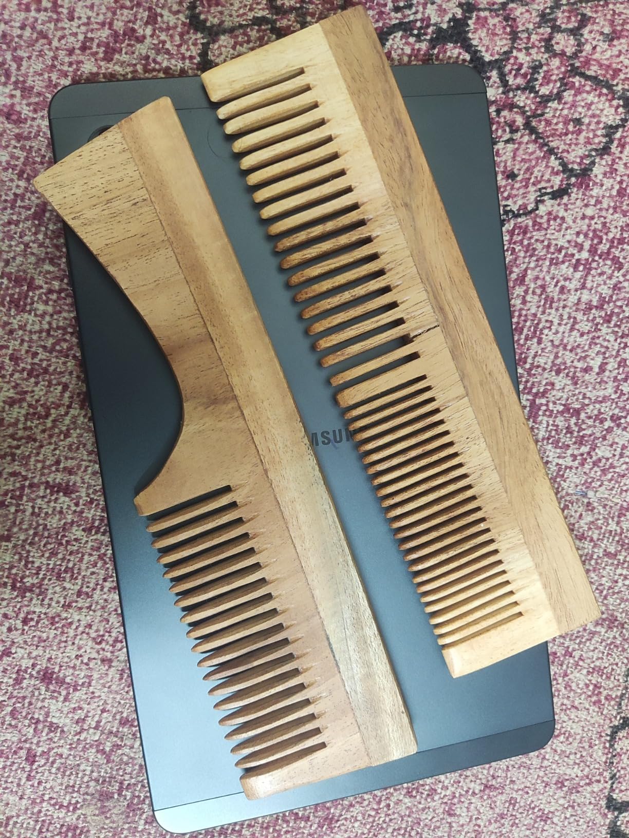 Buy Fabskin Neem Wooden Comb For Men & Women | Set Of 2 | Detangling ...