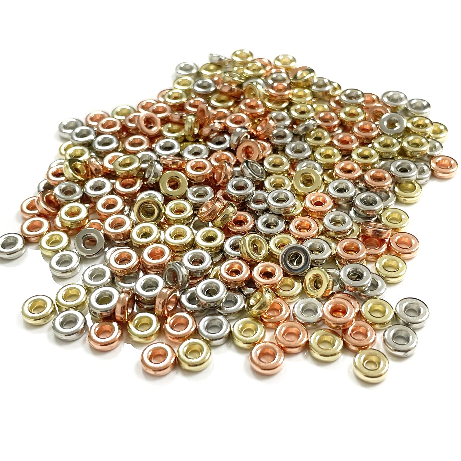Round Flat Bead, 300 Pcs 6mm Disc Loose Spacer Beads for Jewelry Making ...