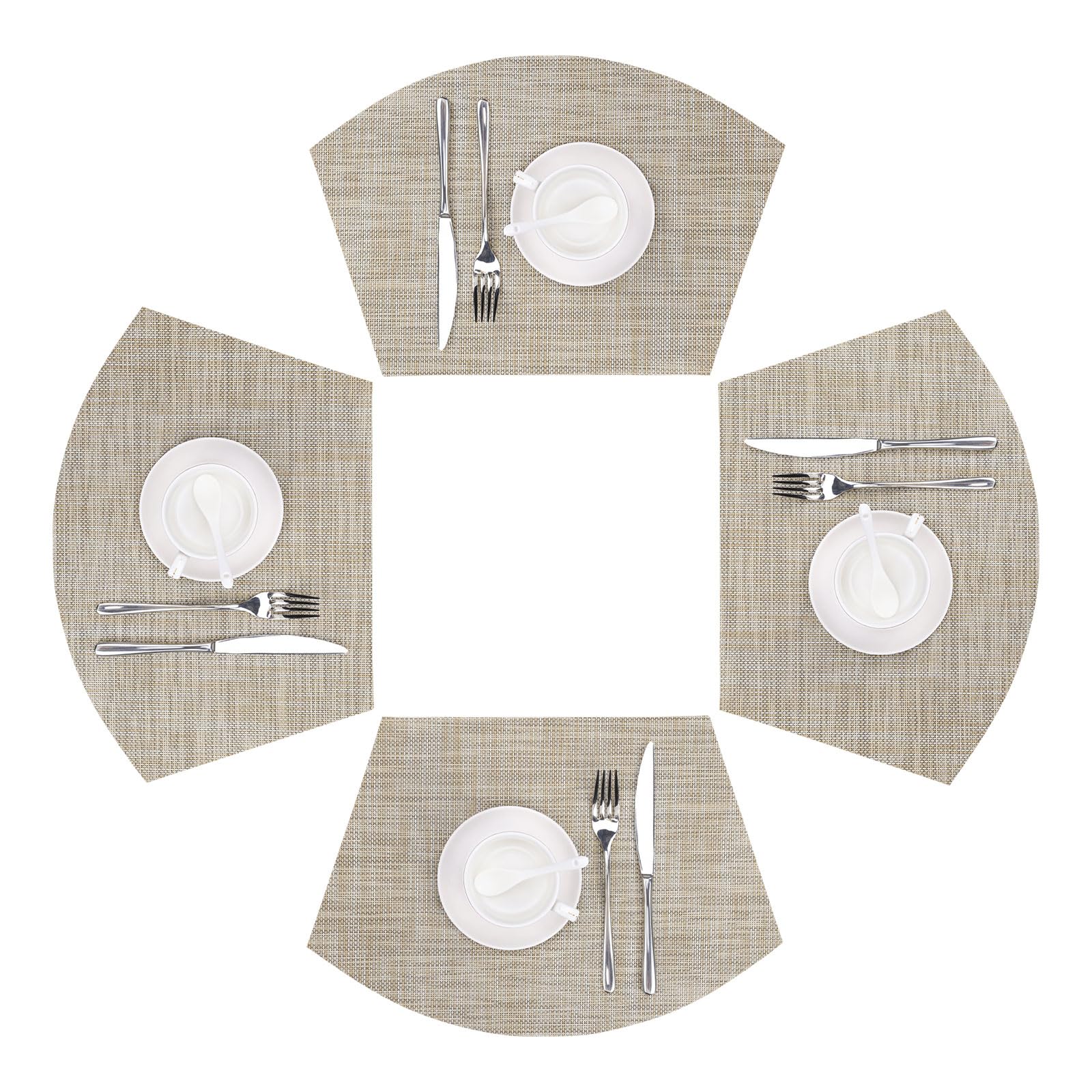 Amazon.com: SHACOS Wedge Placemats Set of 4 Woven Vinyl Round Table ...
